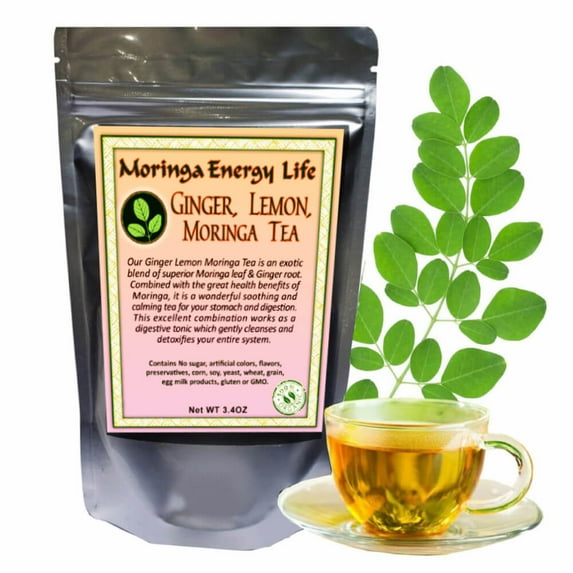 Moringa Energy Life, Moringa Tea Loose Leaf with Ginger Lemon, Caffeine Free, 3.4 oz - Walmart.com