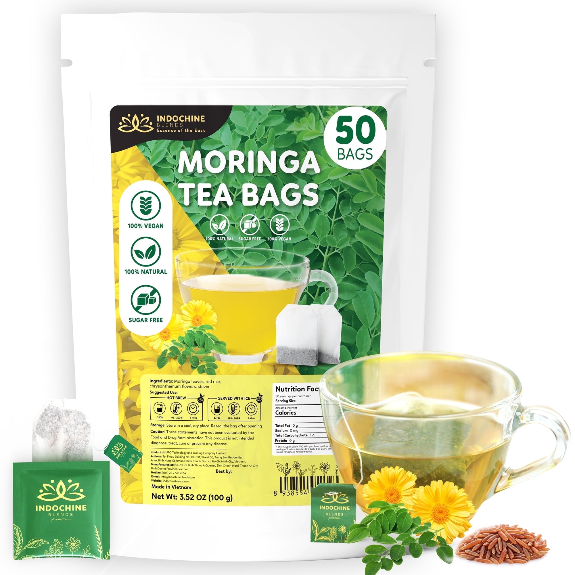 Indochine Blends Moringa Herbal Tea Bags | Moringa, Red Rice ...
