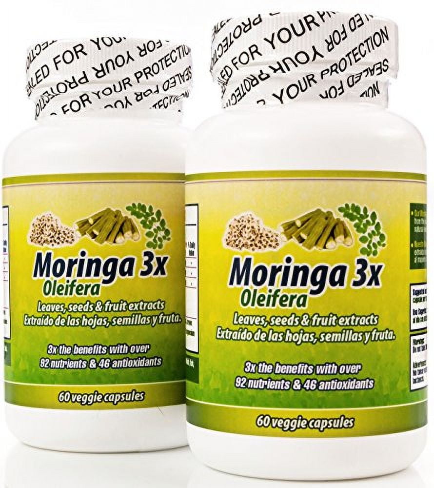 Moringa en Capsulas naturales. Set de 2 frascos. Triple accion ...