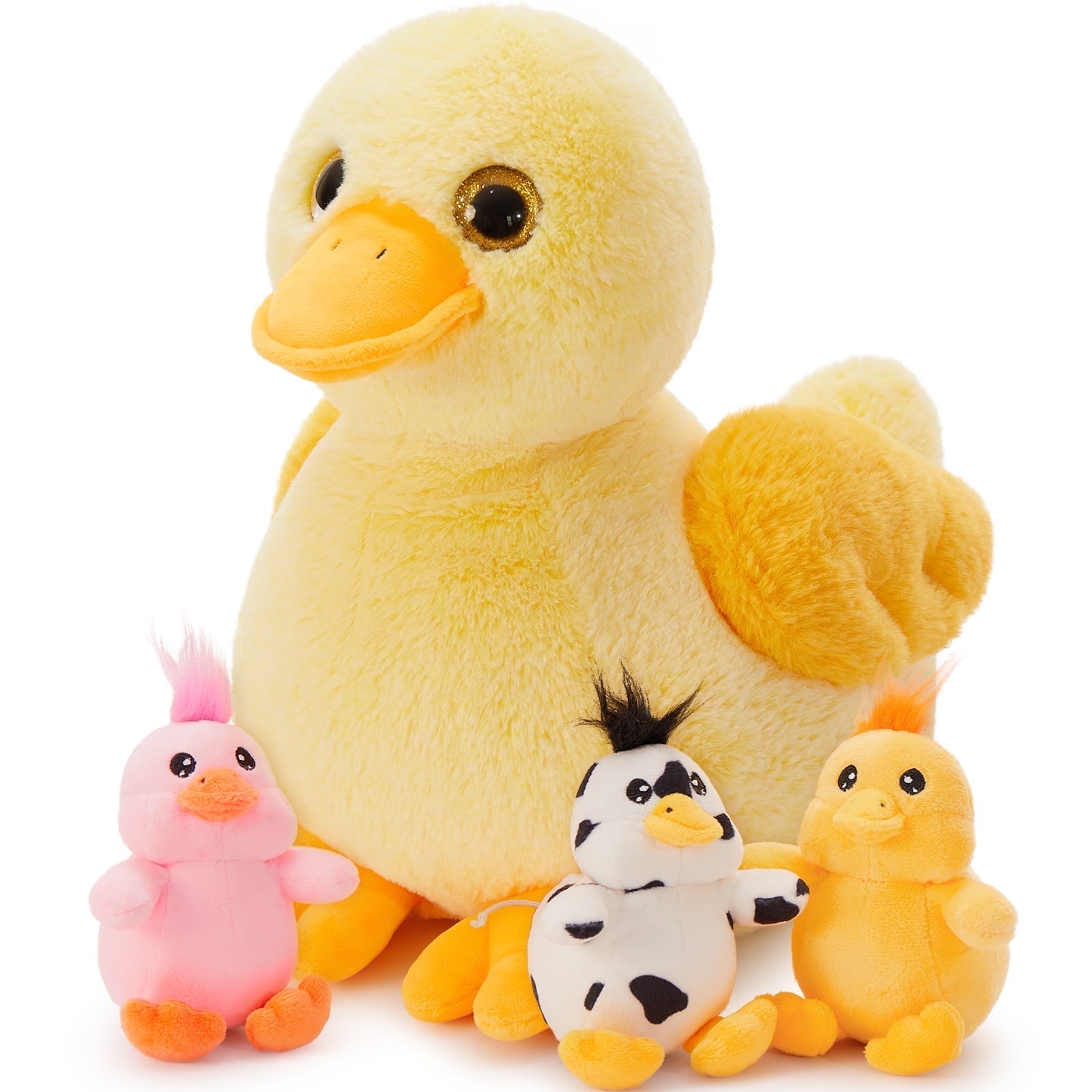 MorisMos 11" Duck Stuffed Animal Mommy Duck with 3 Baby Wind Up Plush ...