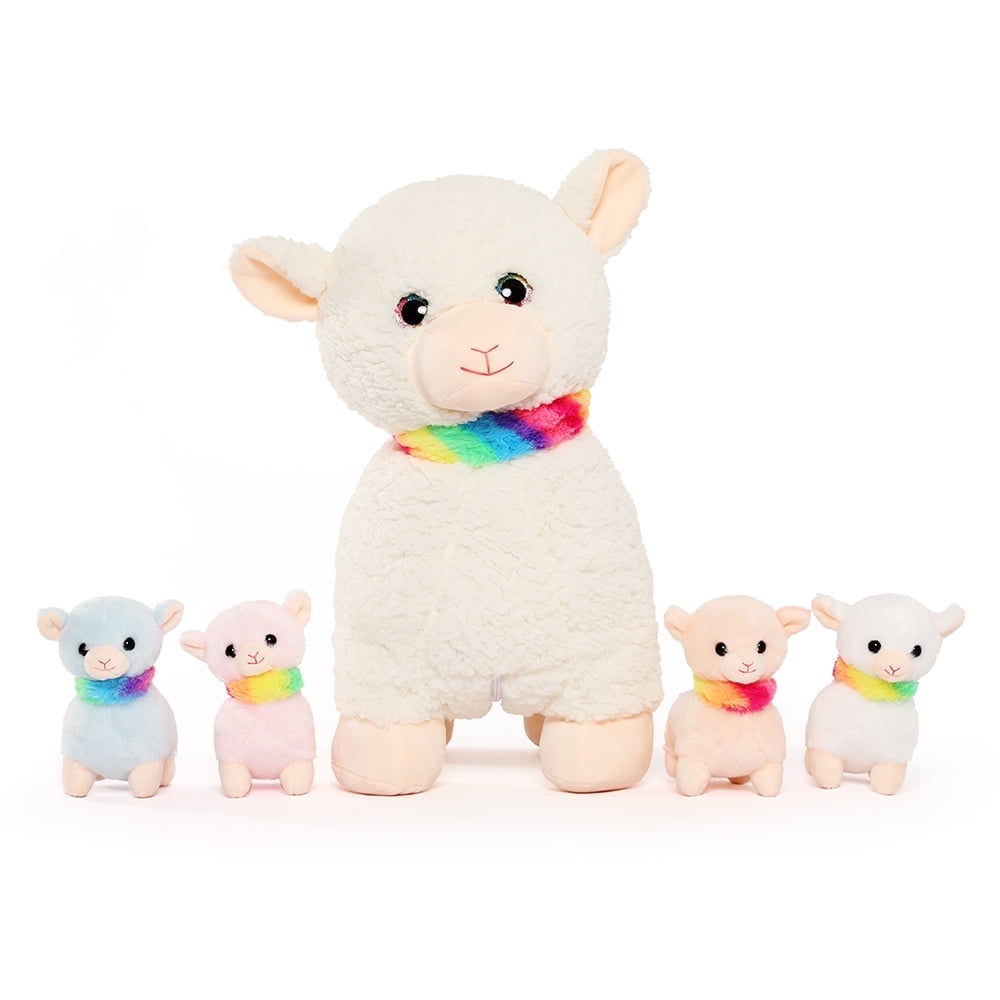MorisMos 14.5" Sheep Stuffed Animal Mommy Sheep with 4 Baby Plush Toys ...