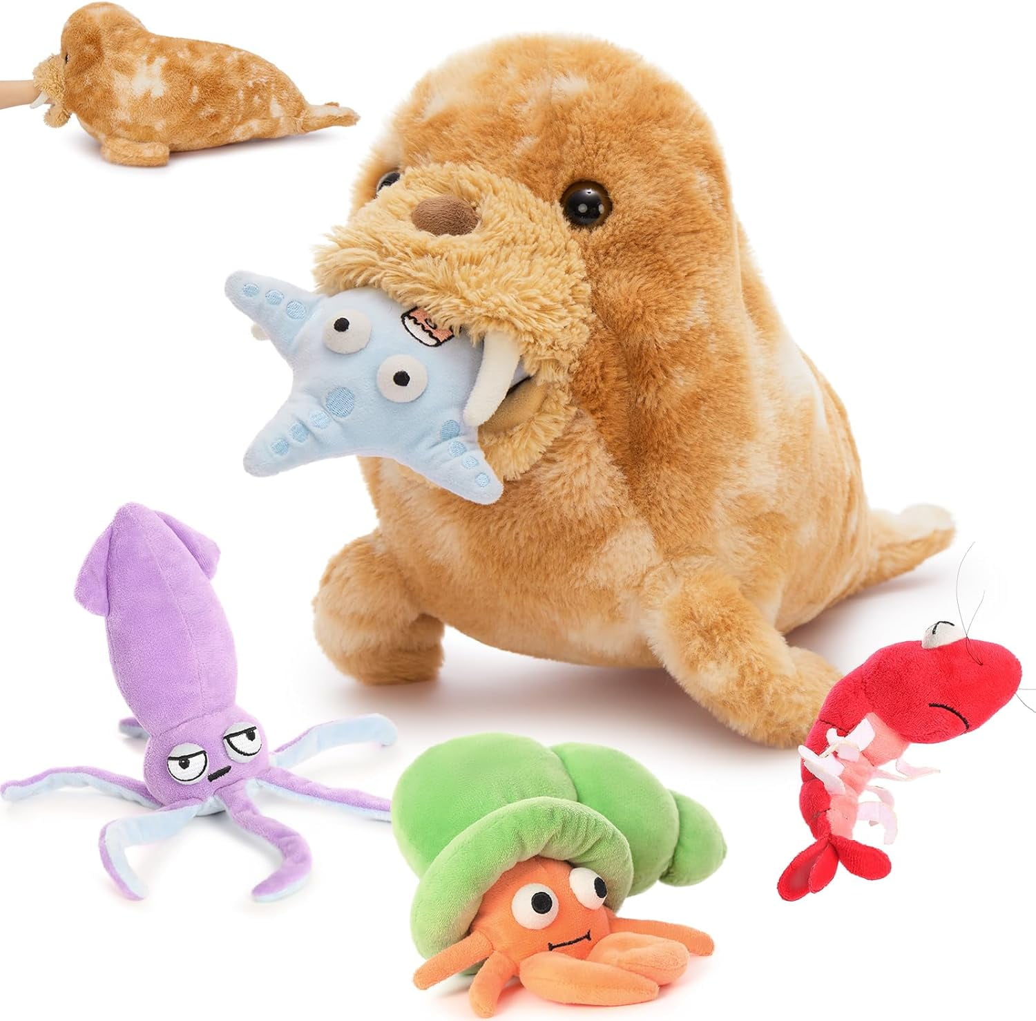 MorisMos 18" Tie-staining Brown Walrus Stuffed Animal Mommy Walrus and ...