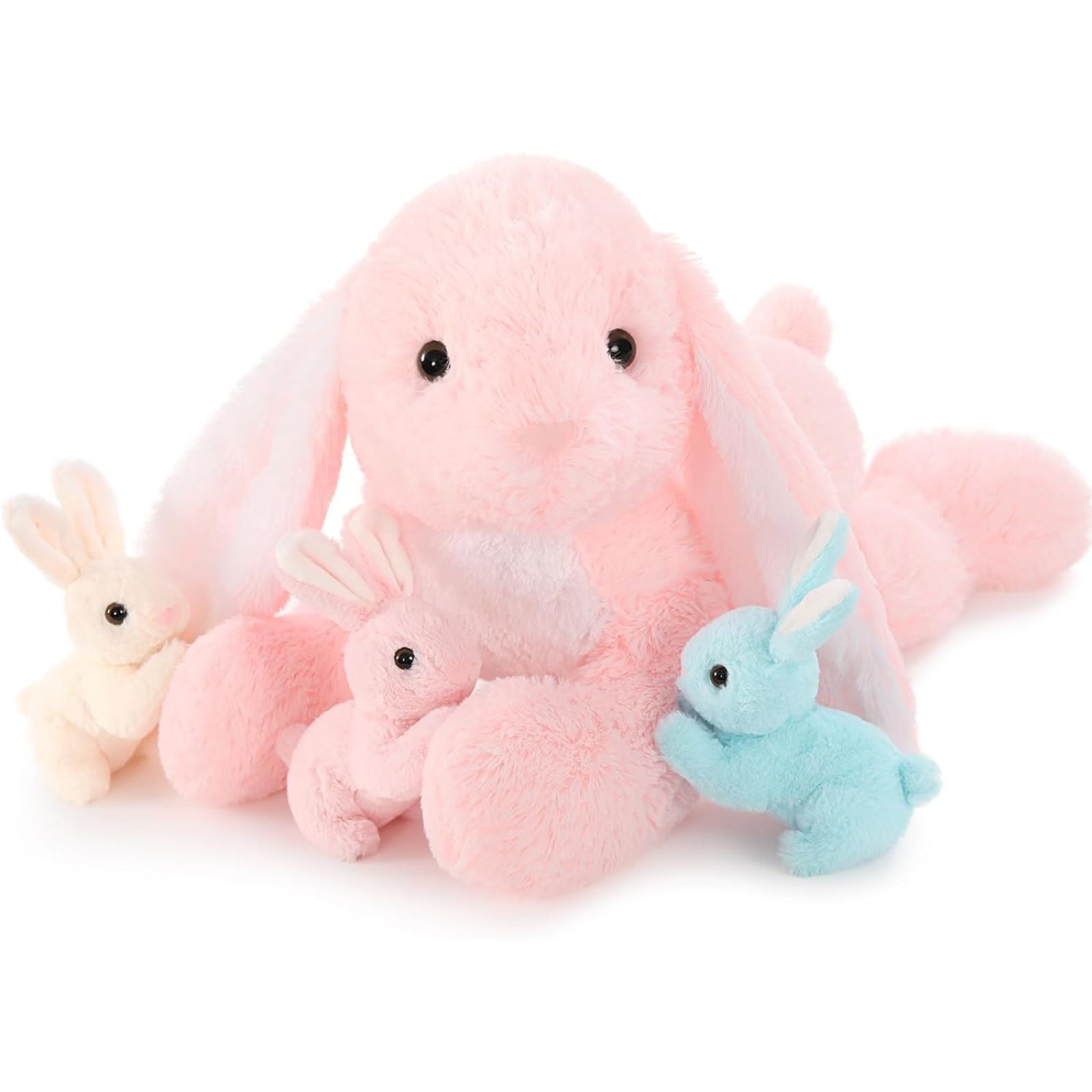 MorisMos 24'' Pink Stuffed Bunny and 3 Babies Rabbit Plush - Walmart.com