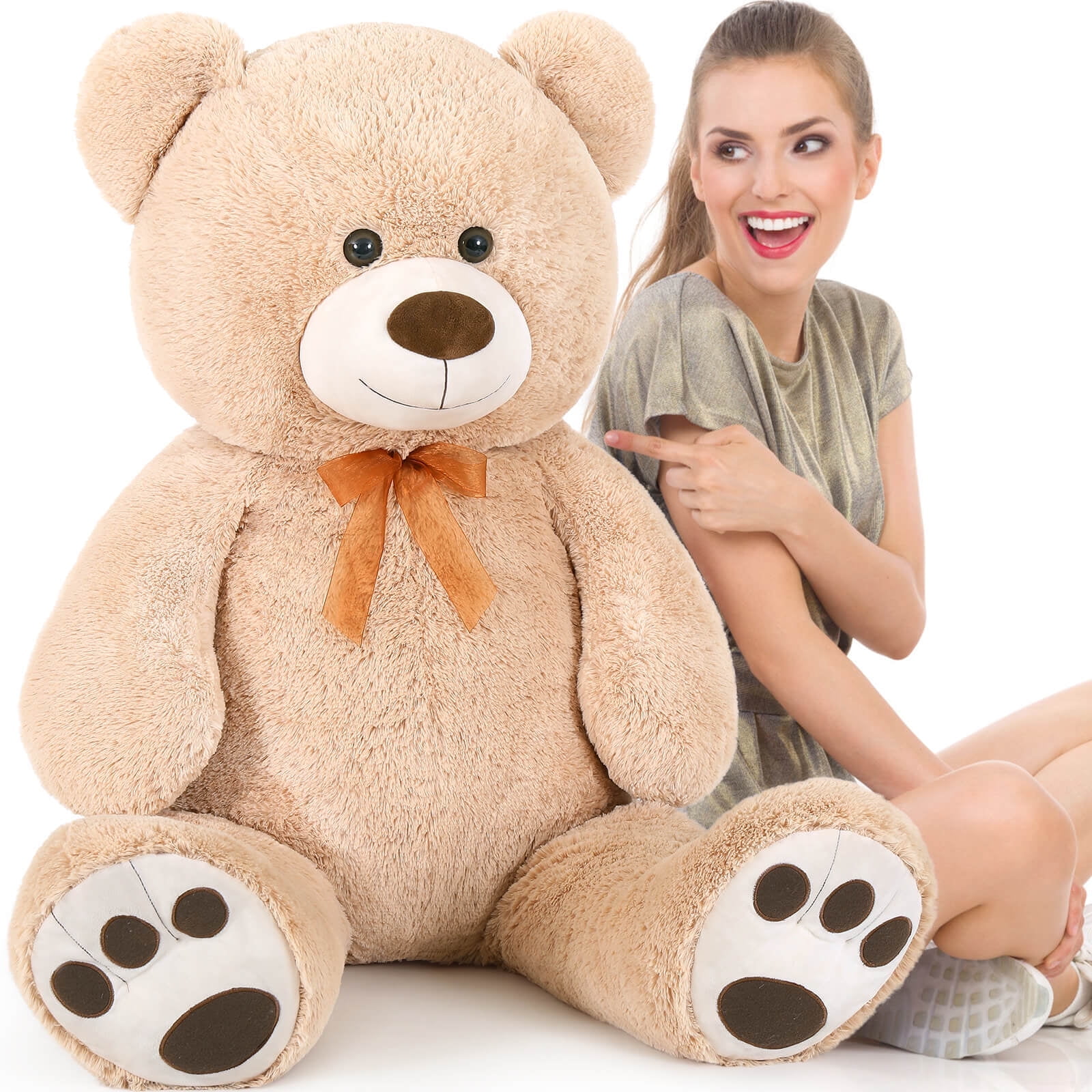 MorisMos 4.3ft Giant Teddy Bear Jumbo Stuffed Animal Big Bear Plush Toy ...