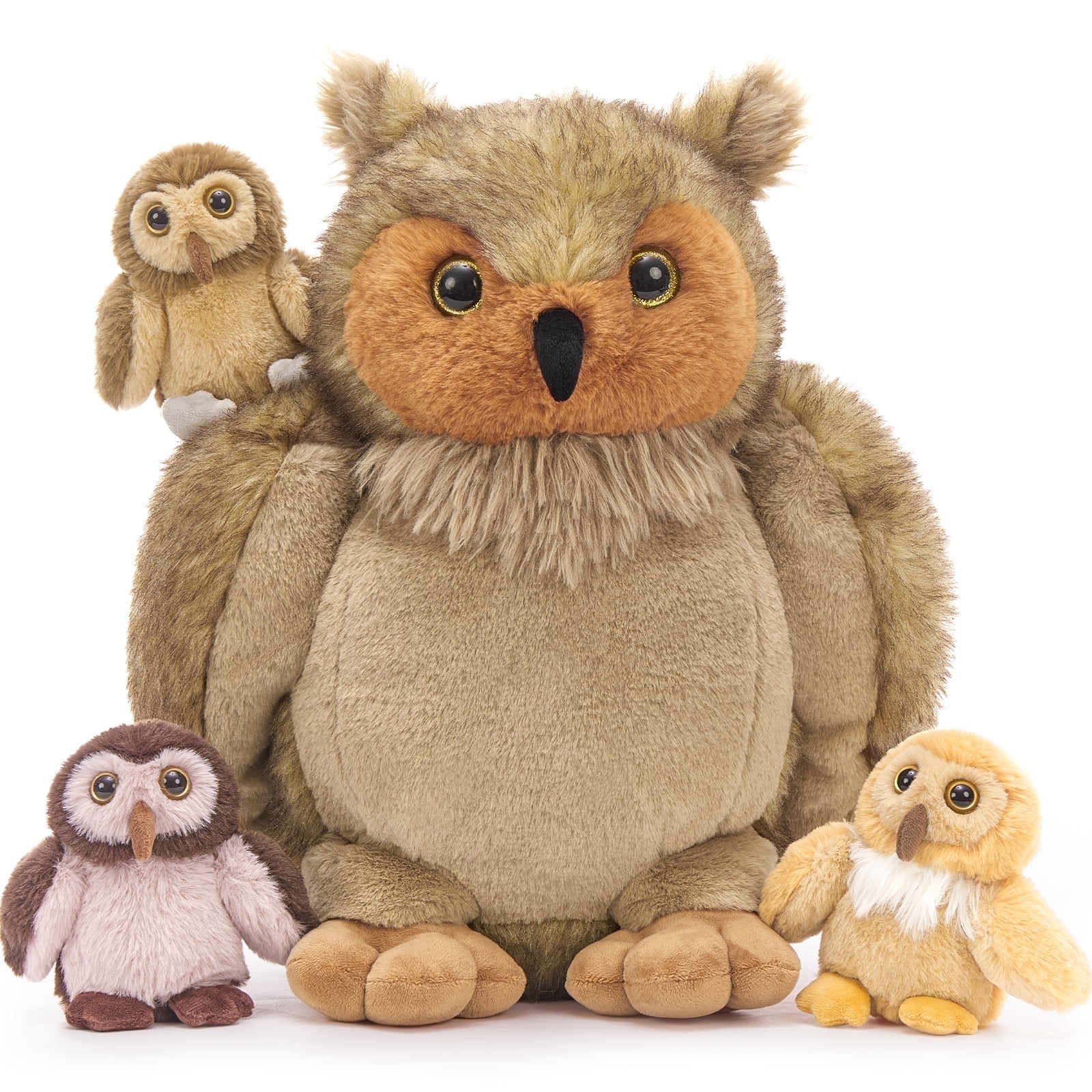 MorisMos 20" Owl Stuffed Animals Set, Mommy Stuffed Owl with 3 Babies ...