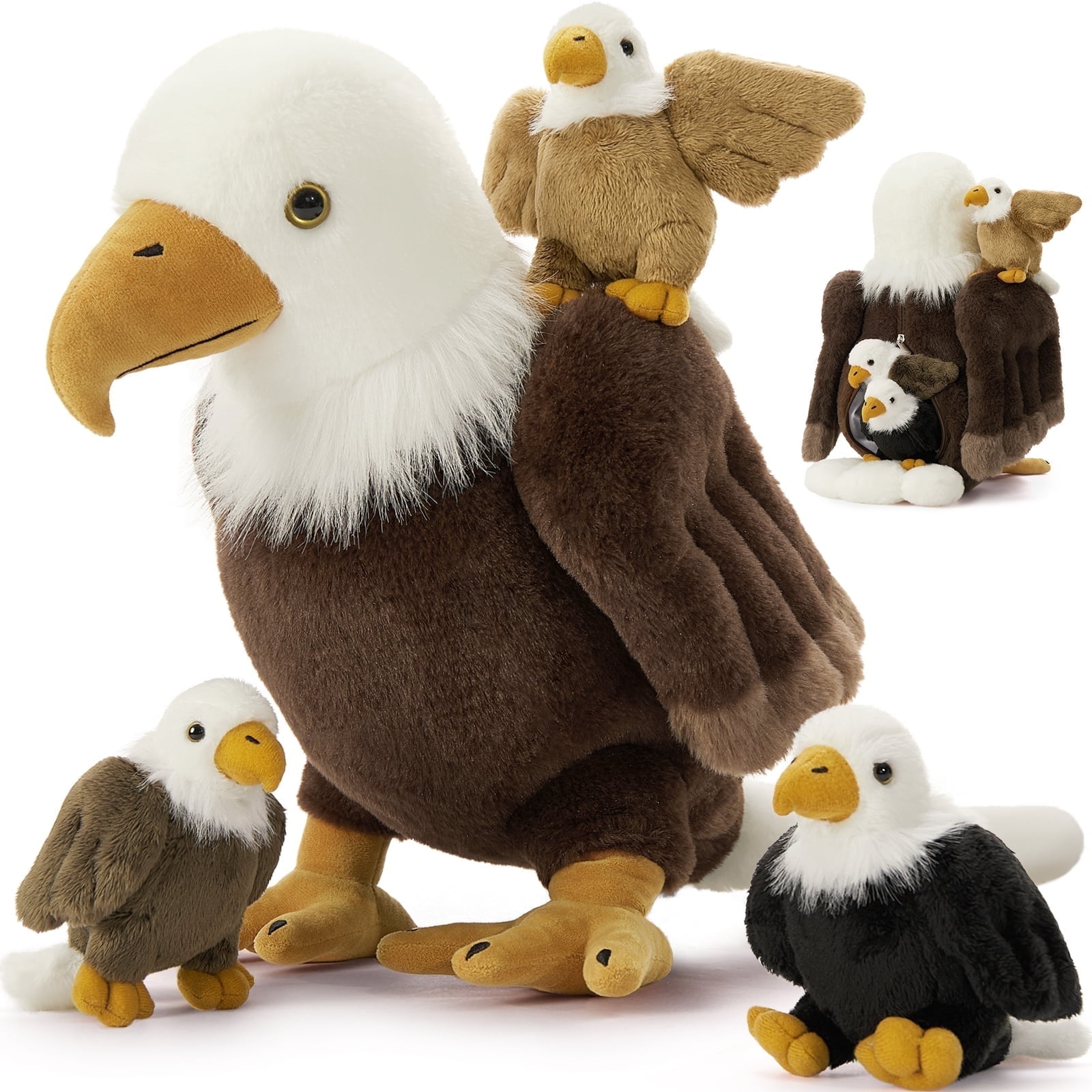 MorisMos 4Pcs Bald Eagle Stuffed Animals with Plush Hawk Toy Set ...