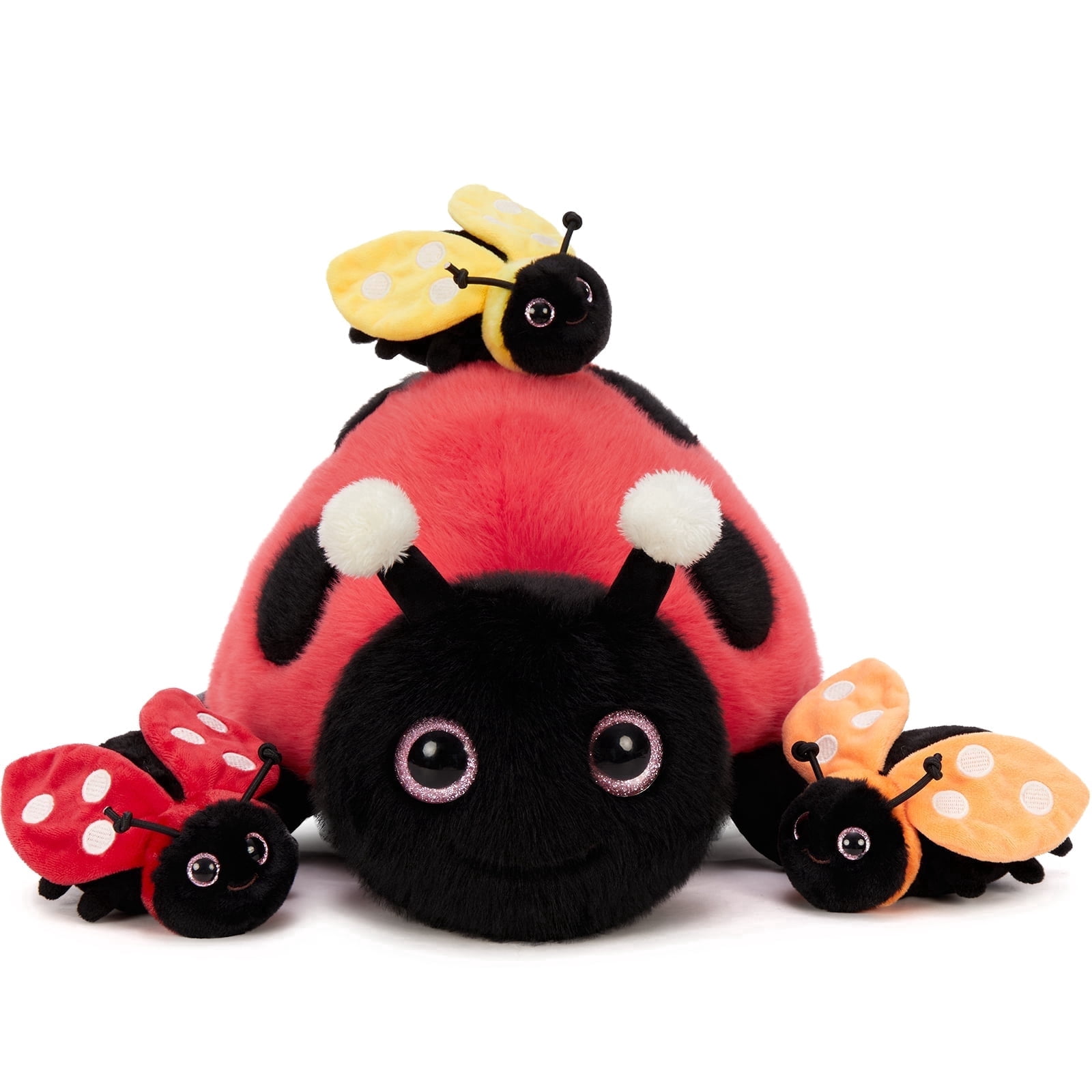 MorisMos 4Pcs Ladybug Stuffed Animal, Mother Ladybird Plush Toys Pillow ...