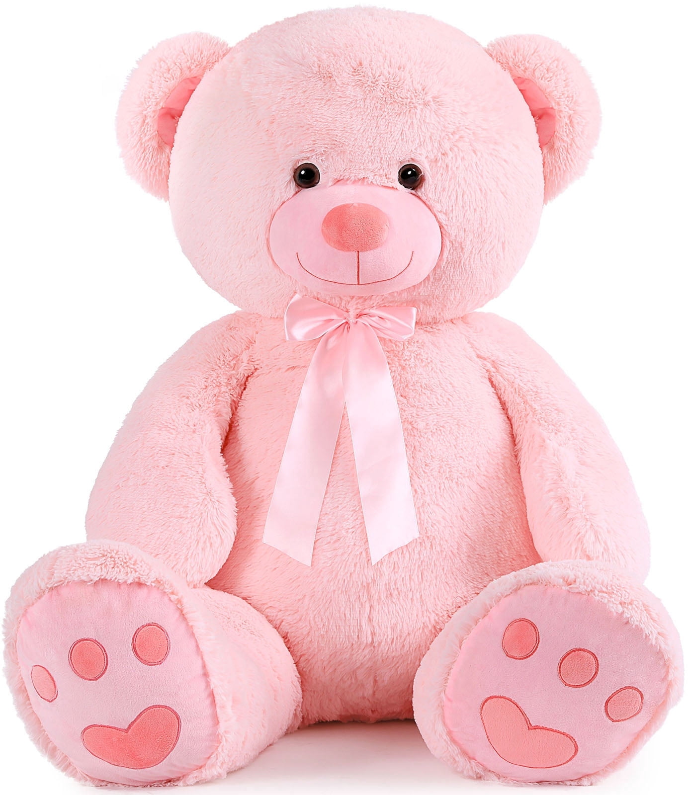 MorisMos Jumbo Fluffy 4ft Giant Pink Teddy Bear Stuffed Animal, Big ...