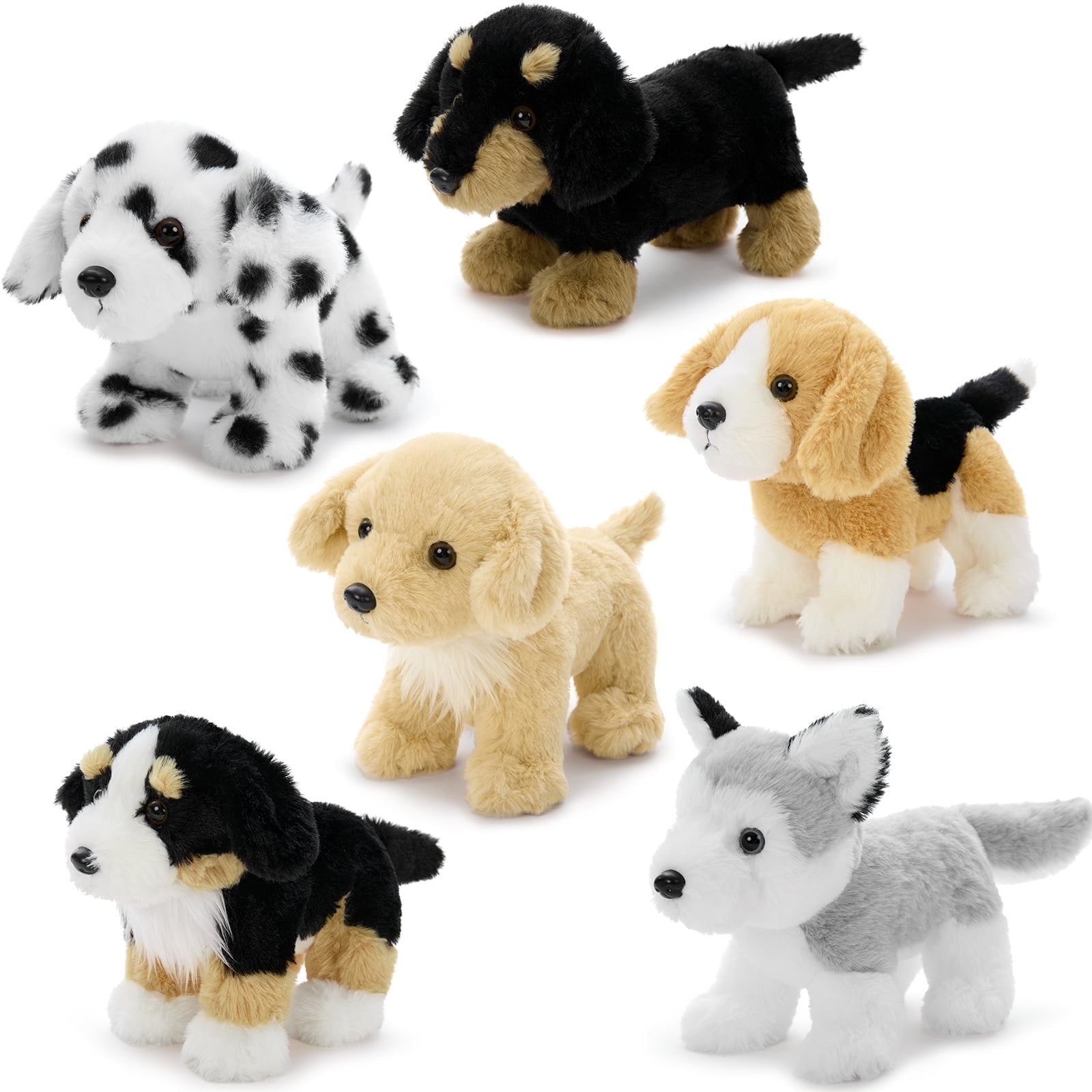 MorisMos 6 Pcs Bulk Stuffed Animals, Fluffy Assorted Stuffed Puppy ...