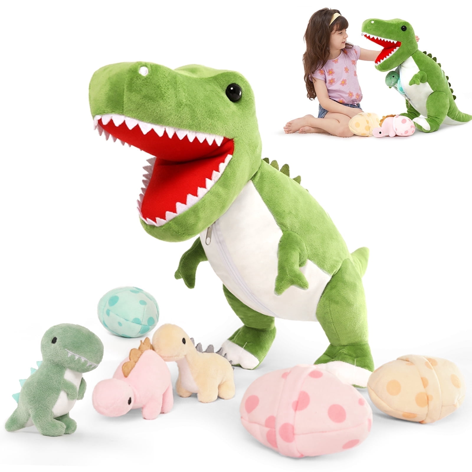 MorisMos Dinosaur Stuffed Animal 23.6'' Stuffed Dinosaur Mommy with 3 ...