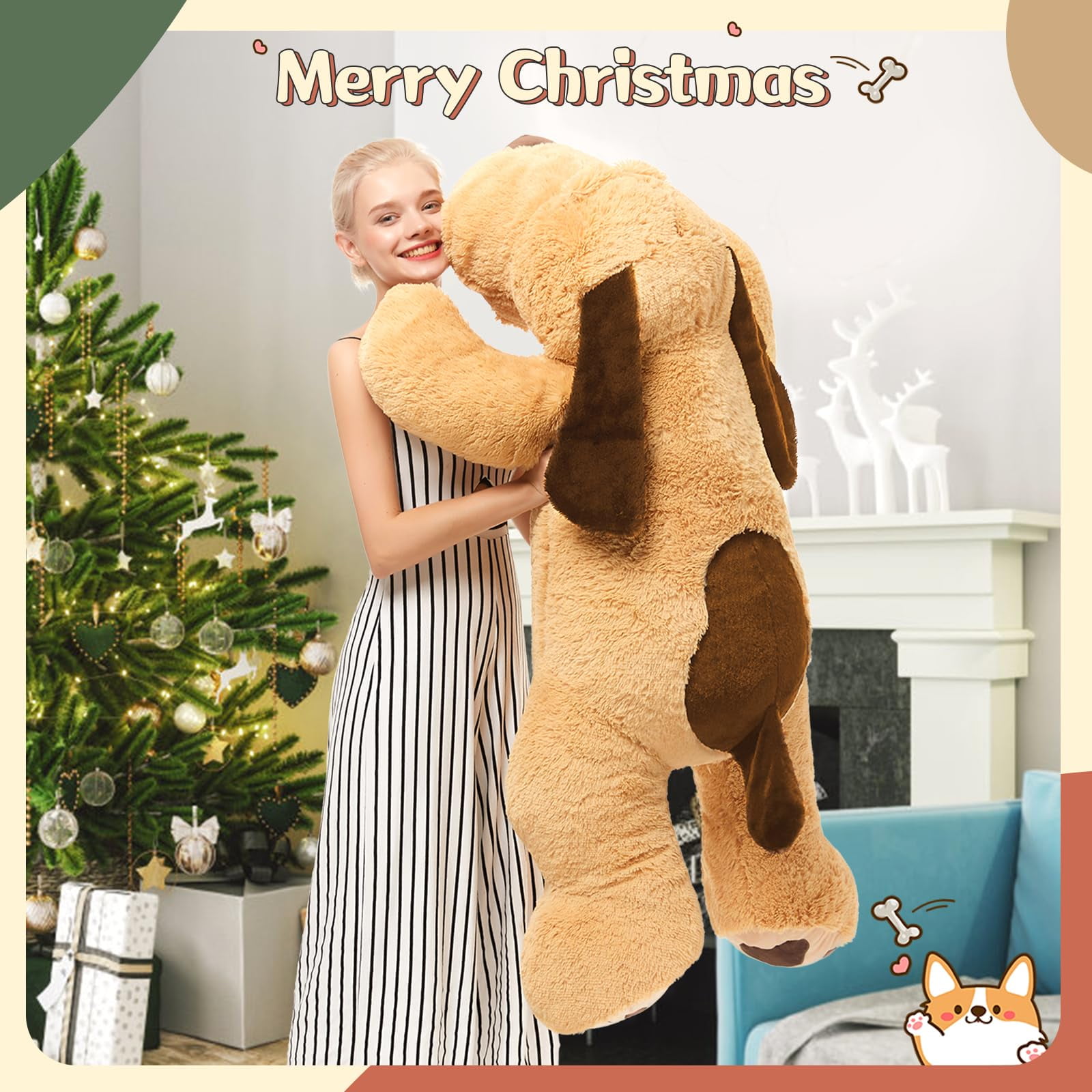 MorisMos Giant Stuffed Dog 4.3ft Plush Dog Extra Large Stuffed Dog ...