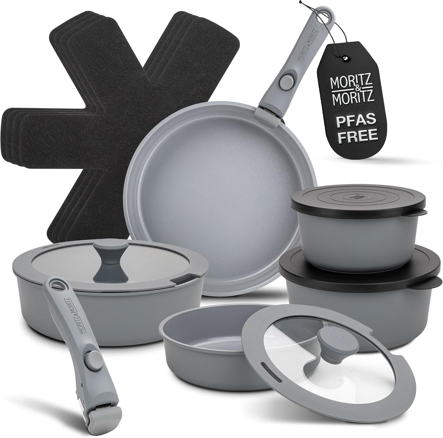 Moritz & Moritz Moritz & Moritz 15-Piece Cast Aluminum Pot and Pan Set ...