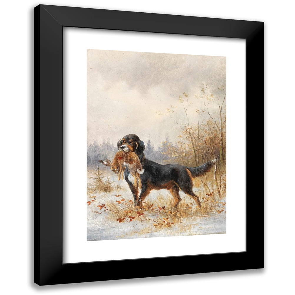 Moritz Müller II 14x18 Black Modern Framed Museum Art Print Titled - Dog with Rabbits - Walmart.com