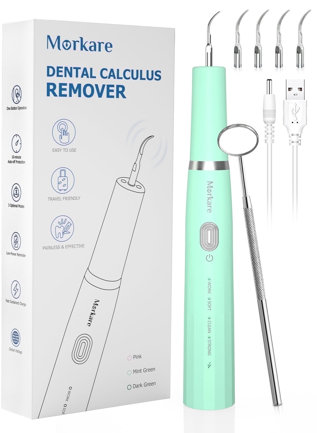Morkare Plaque Remover for Teeth, Tartar Remover with 3 Modes & 4 Heads ...