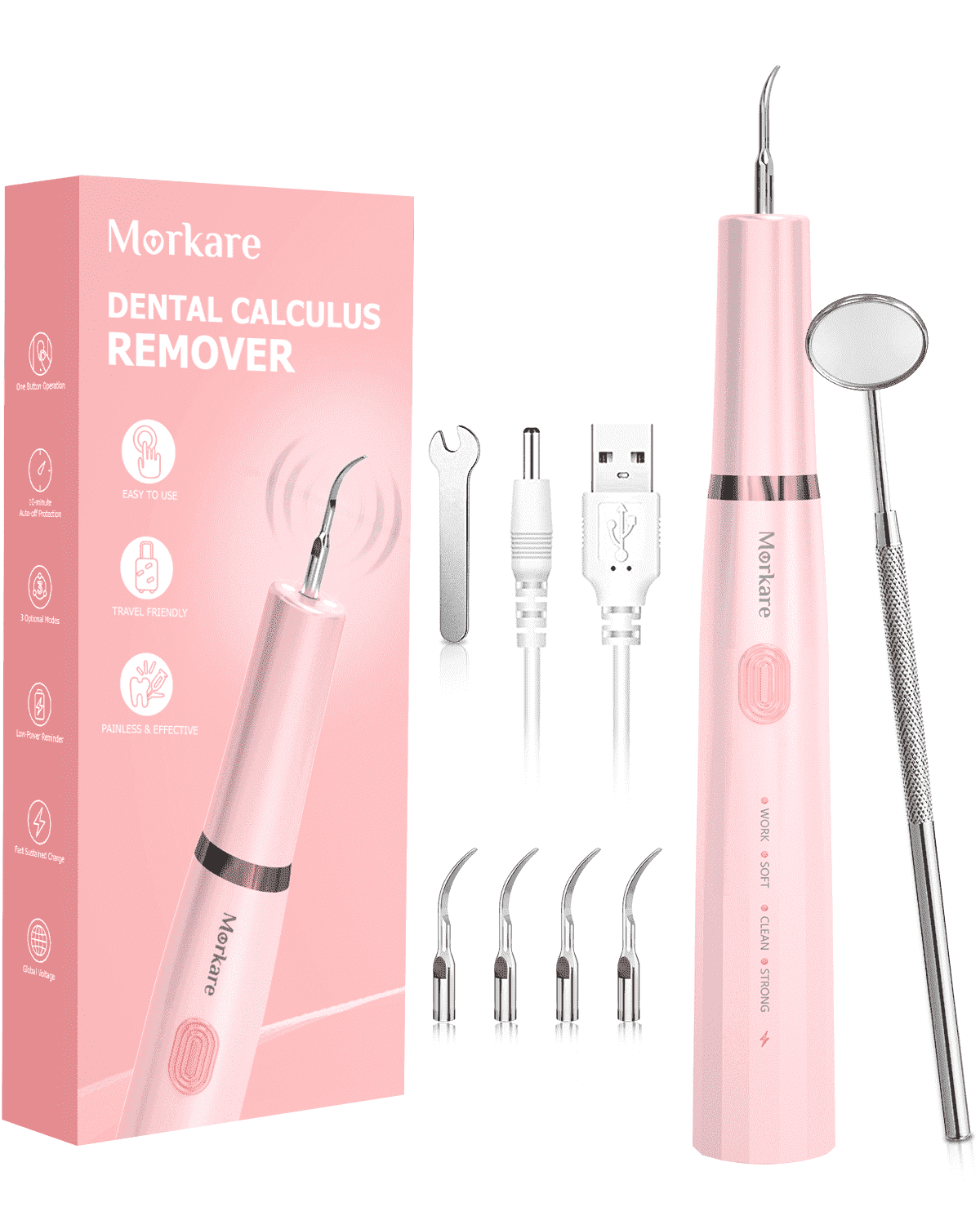 Morkare Plaque Remover for Teeth, Ultrasonic Tartar Cleaner with 3 ...