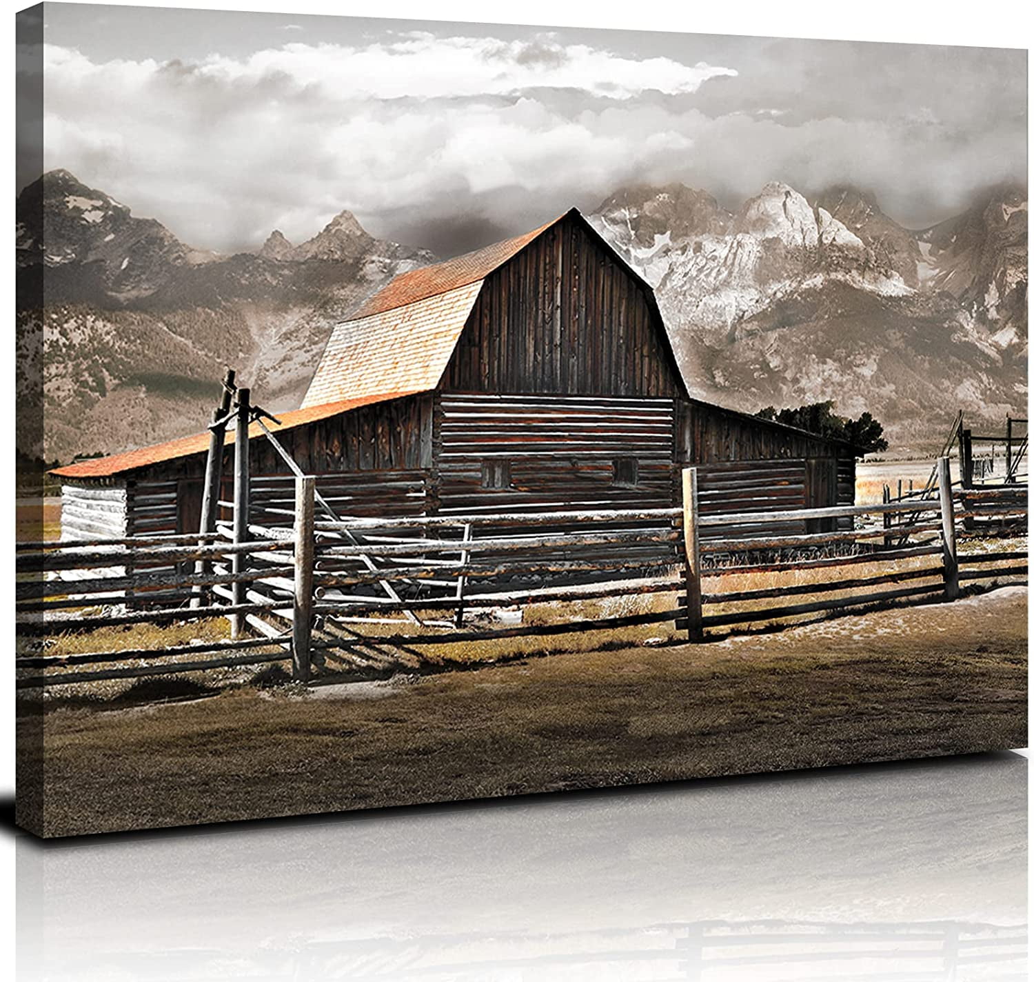 Mormon Barn Canvas Wall Art 12x16, Rustic Farm Landscape Painting for ...