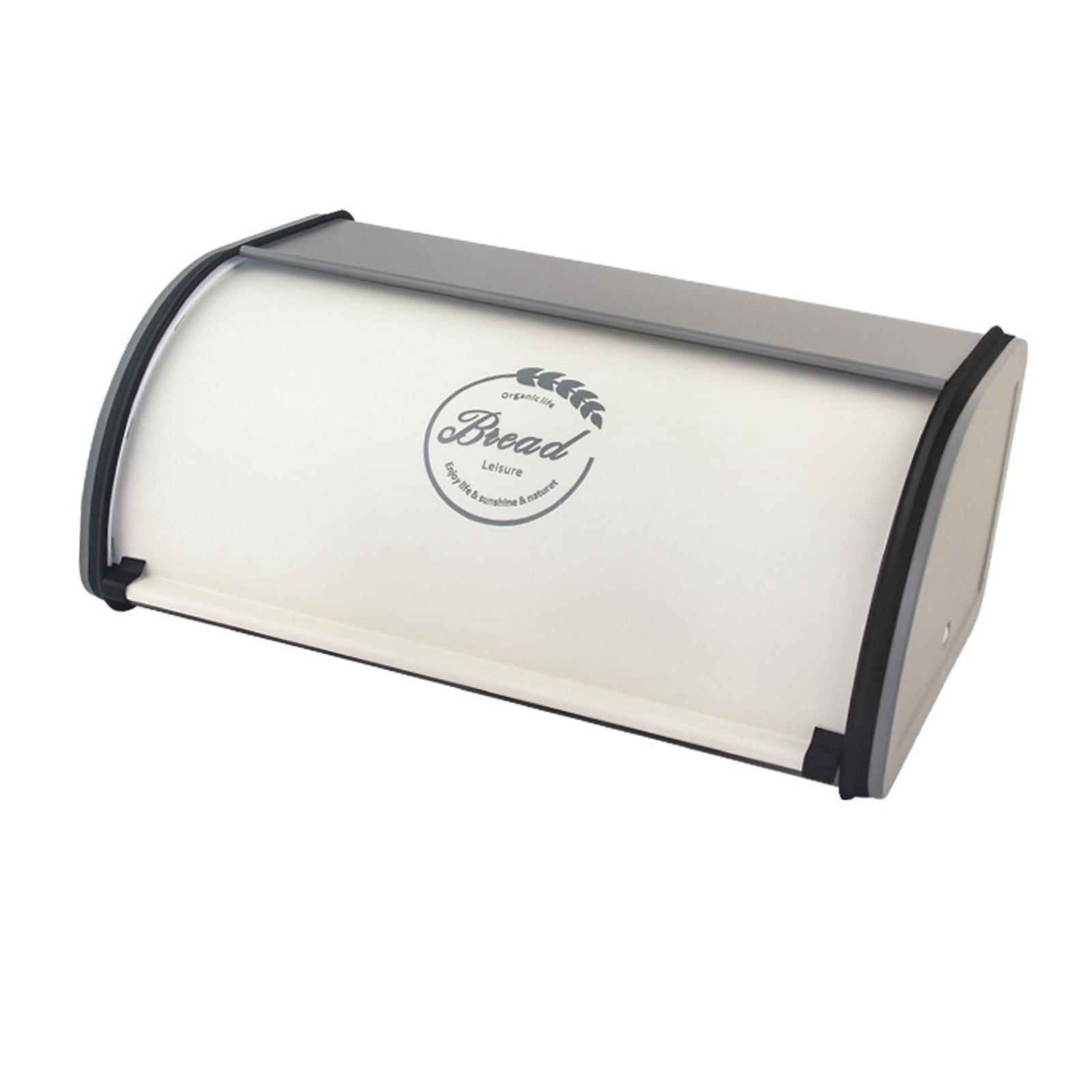 Mornei Iron Bread Box Bread Pastry Box Case with Roll Top Lid Kitchen ...