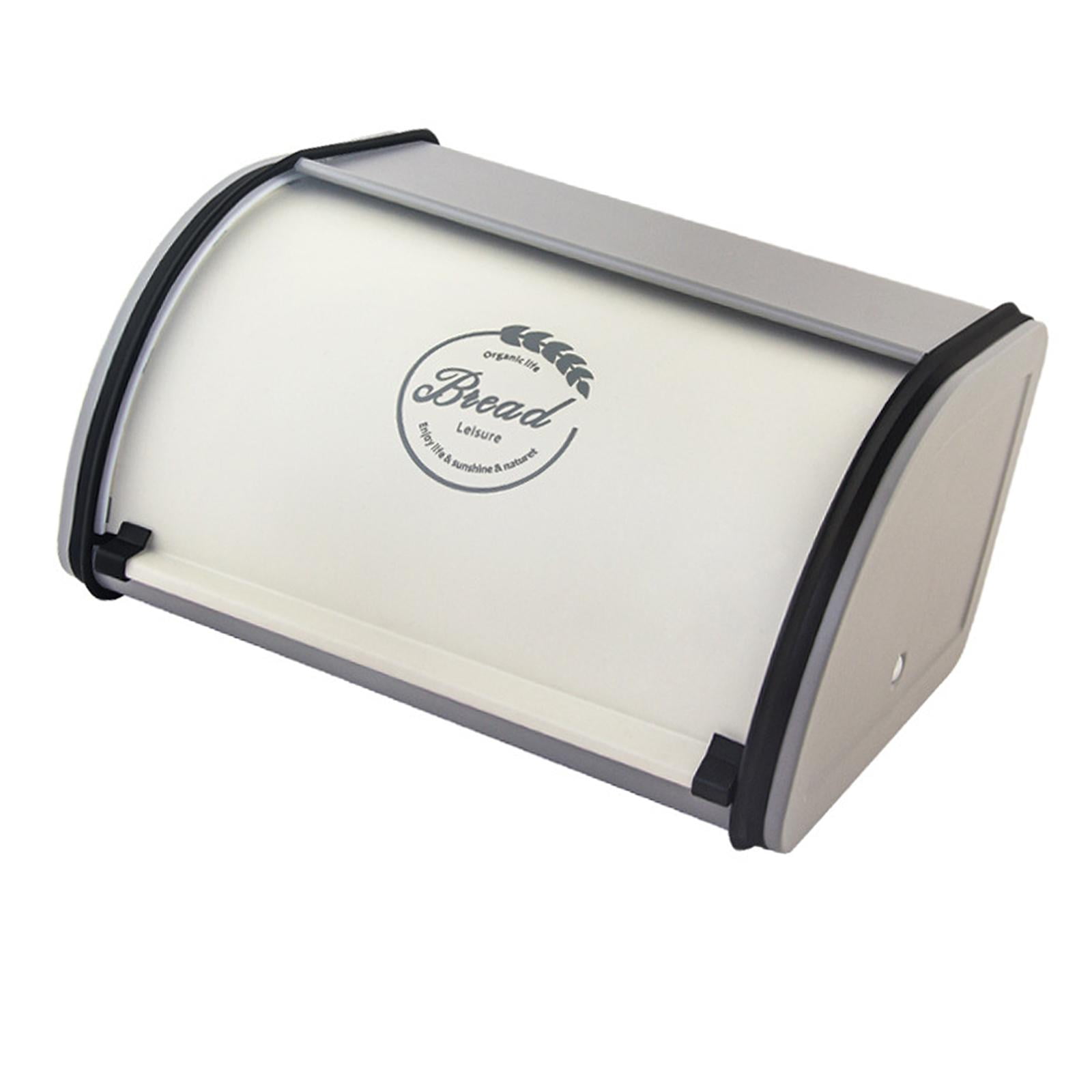 Mornei Iron Bread Box Bread Pastry Box Case with Roll Top Lid Kitchen ...