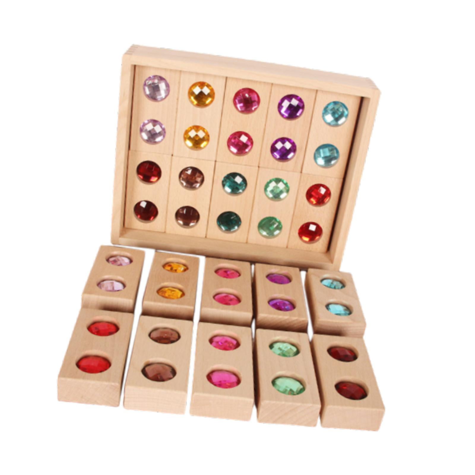 Mornei Wooden Building Blocks Set for Kids Rainbow Block Cubes Blocks ...