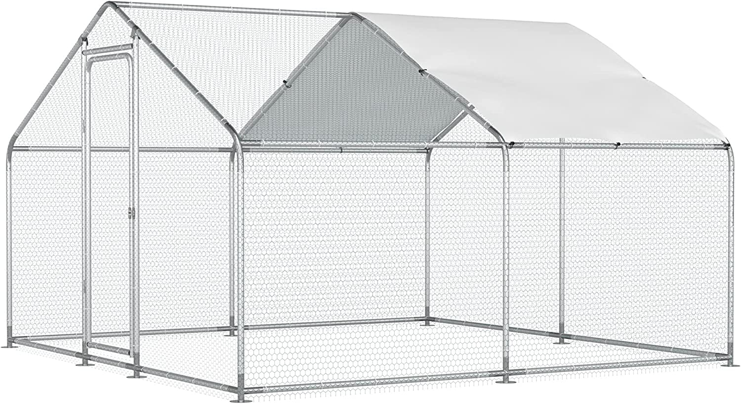 Morngardo Chicken Coop Large Metal Run for 20 Chickens Walk in Yard ...