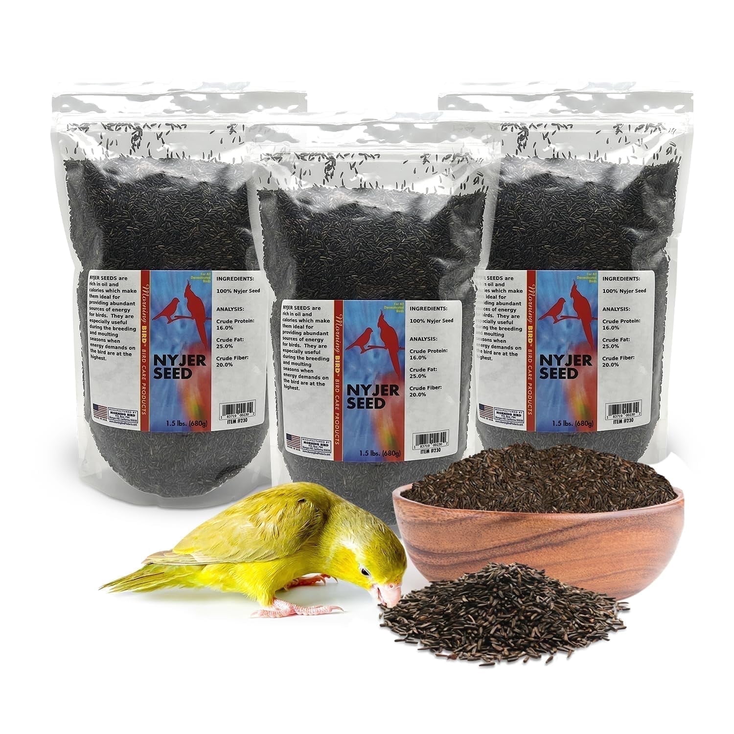 Morning Bird Nyjer Seed for Birds 4.5 lbs (3-Pack, 1.5 lbs Each) - High ...