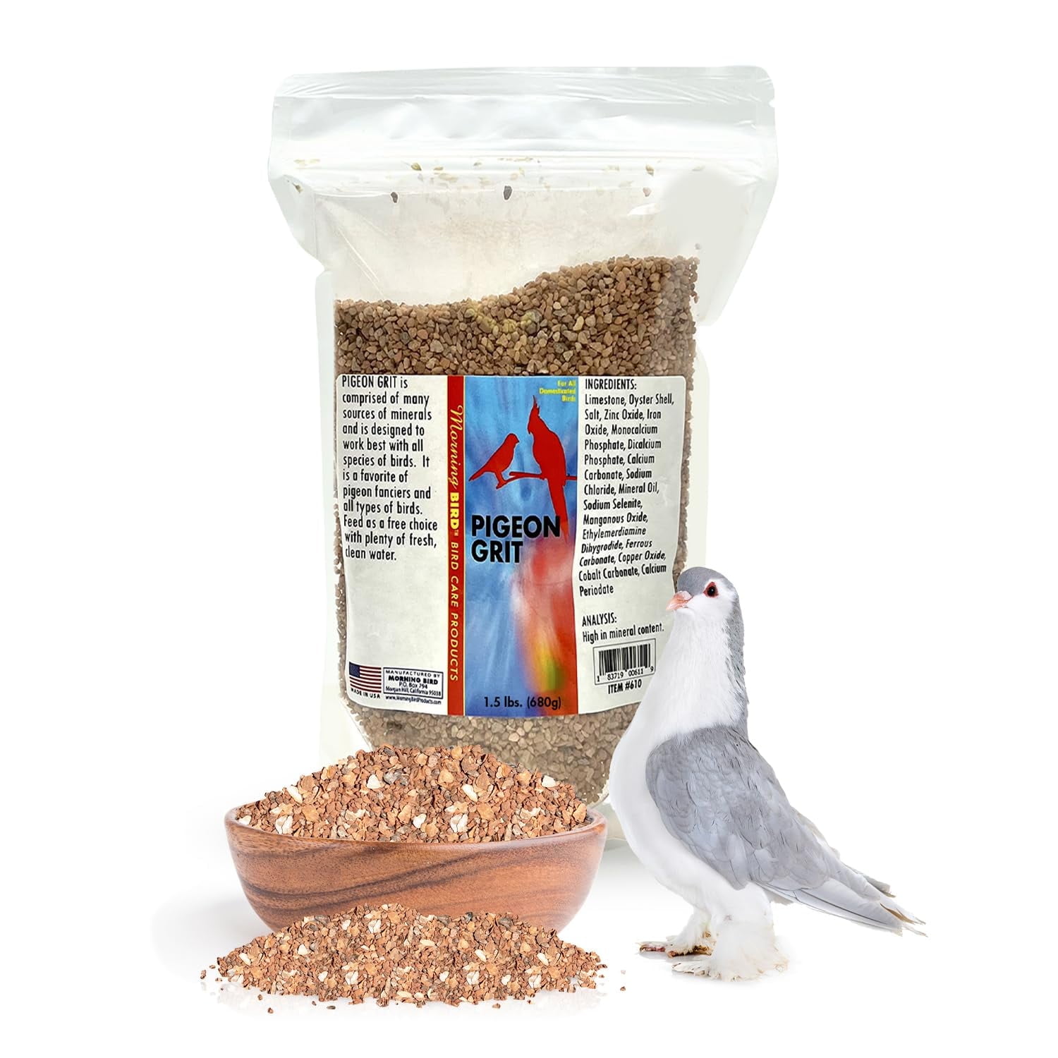 Morning Bird Pigeon Grit, 1.5 lbs, Mineral-Rich, Digestible Bird Food ...