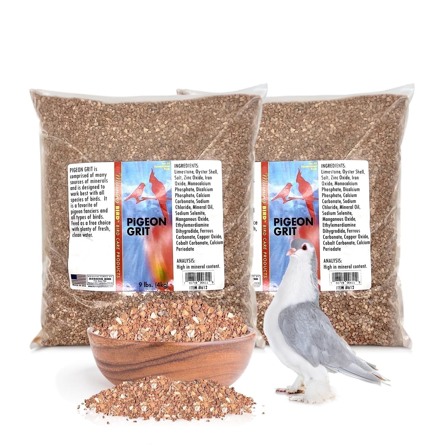 Morning Bird Pigeon Grit 18 lbs (2-Pack, 9 lbs Each) - Healthy ...