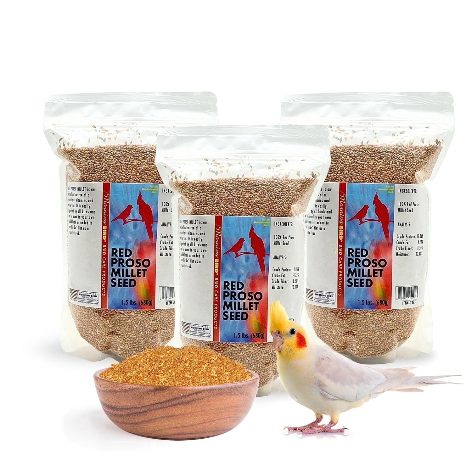 Morning Bird Red Proso Millet Bird Seeds 4.5 lbs (3-Pack, 1.5 lbs Each ...