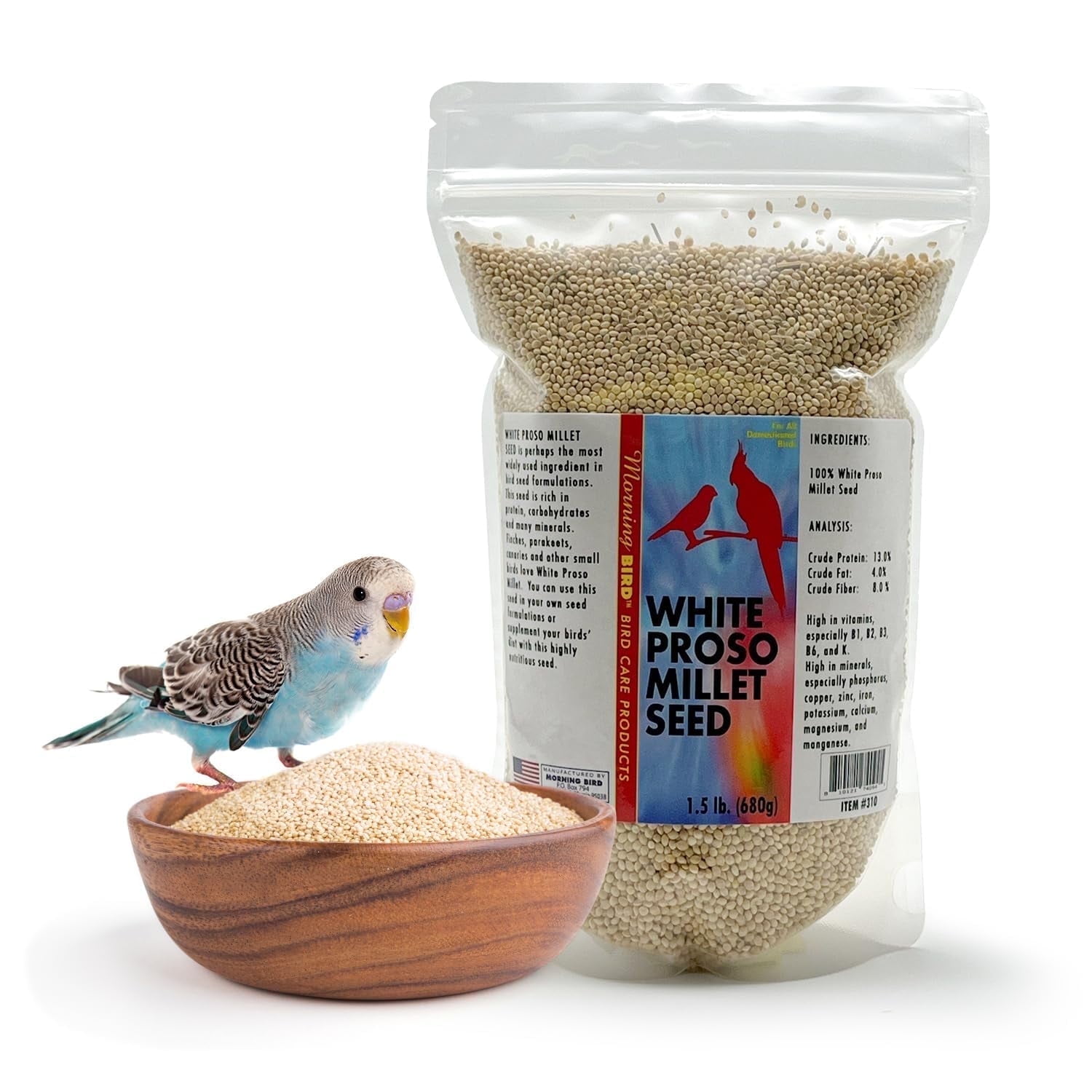 Morning Bird White Proso Millet Bird Seed, 1.5 lbs, Nutritious Food for ...