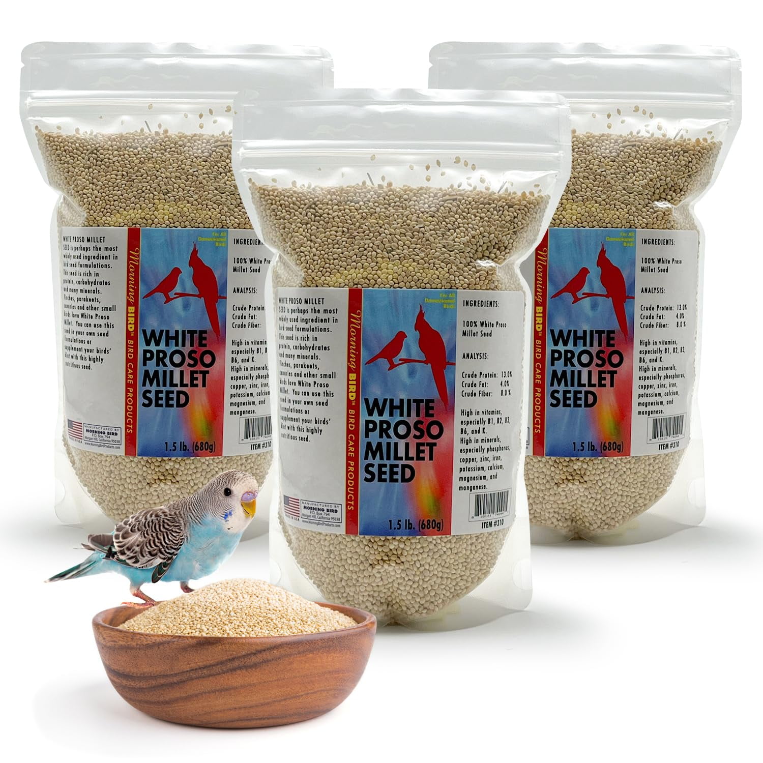 Morning Bird White Proso Millet Seed, Nutritious Canary and Small Bird ...