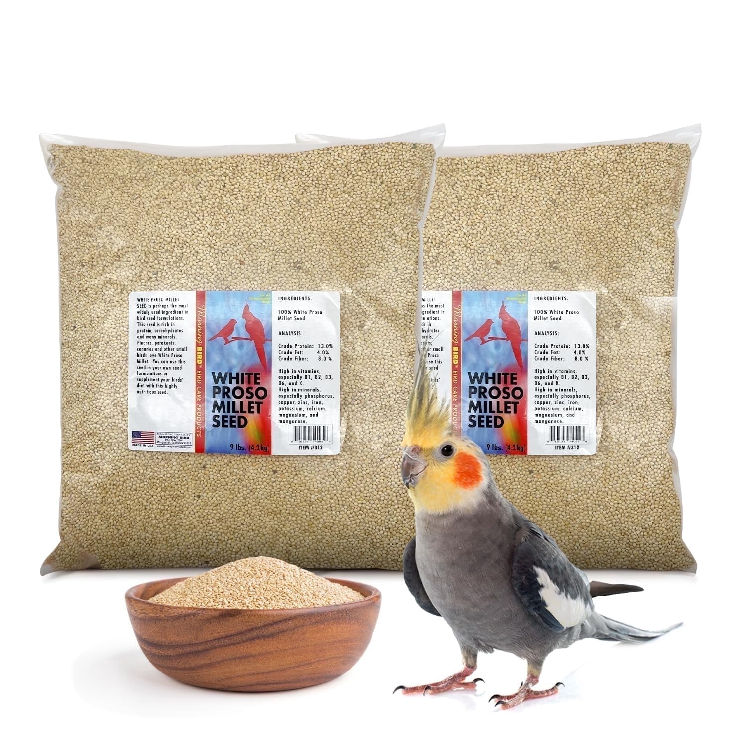 Morning Bird White Proso Millet Seed for Small Birds, Canary, 18 lbs ...