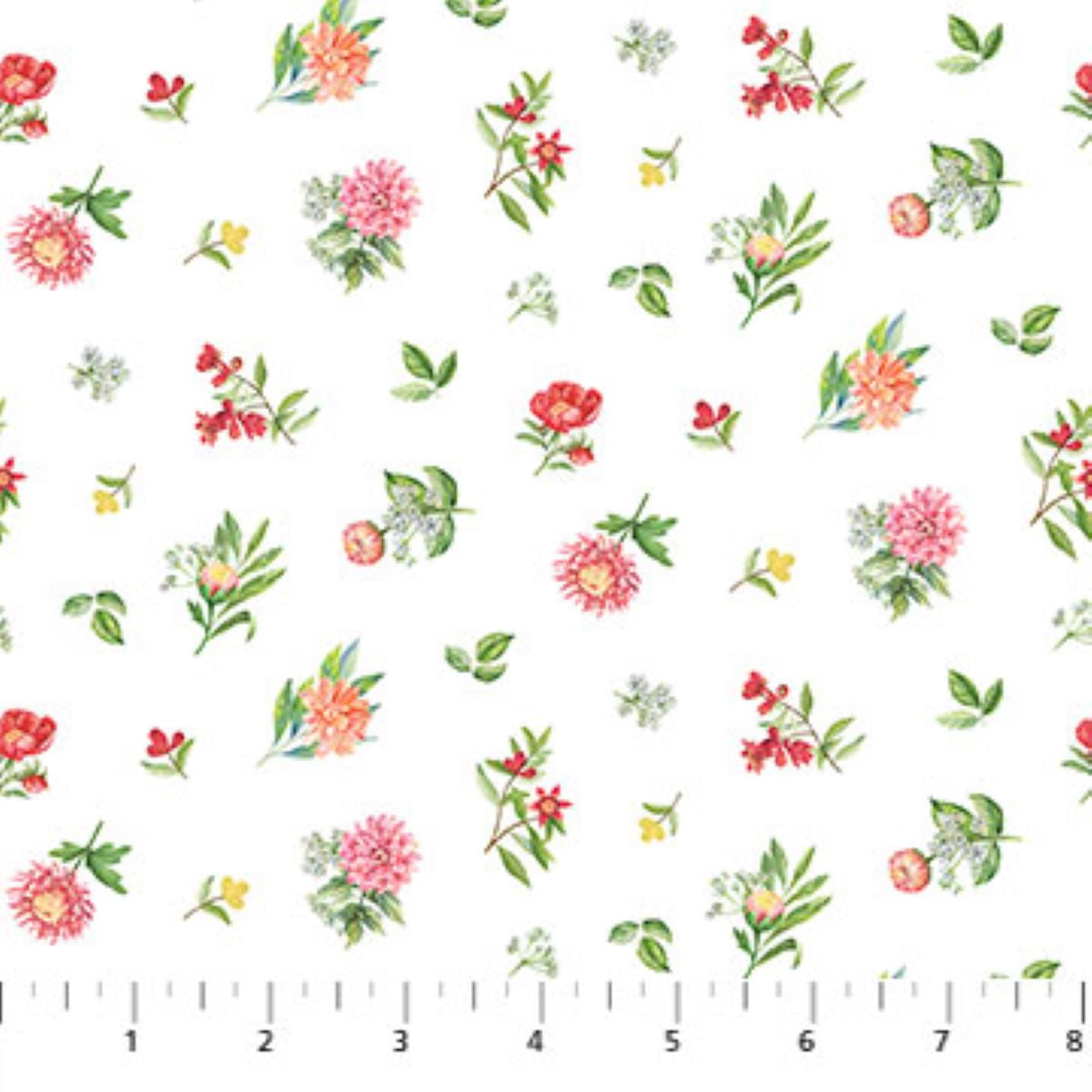 Morning Blossom Mini Floral Toss White Background Cotton Fabric by Northcott BTY - Walmart.com