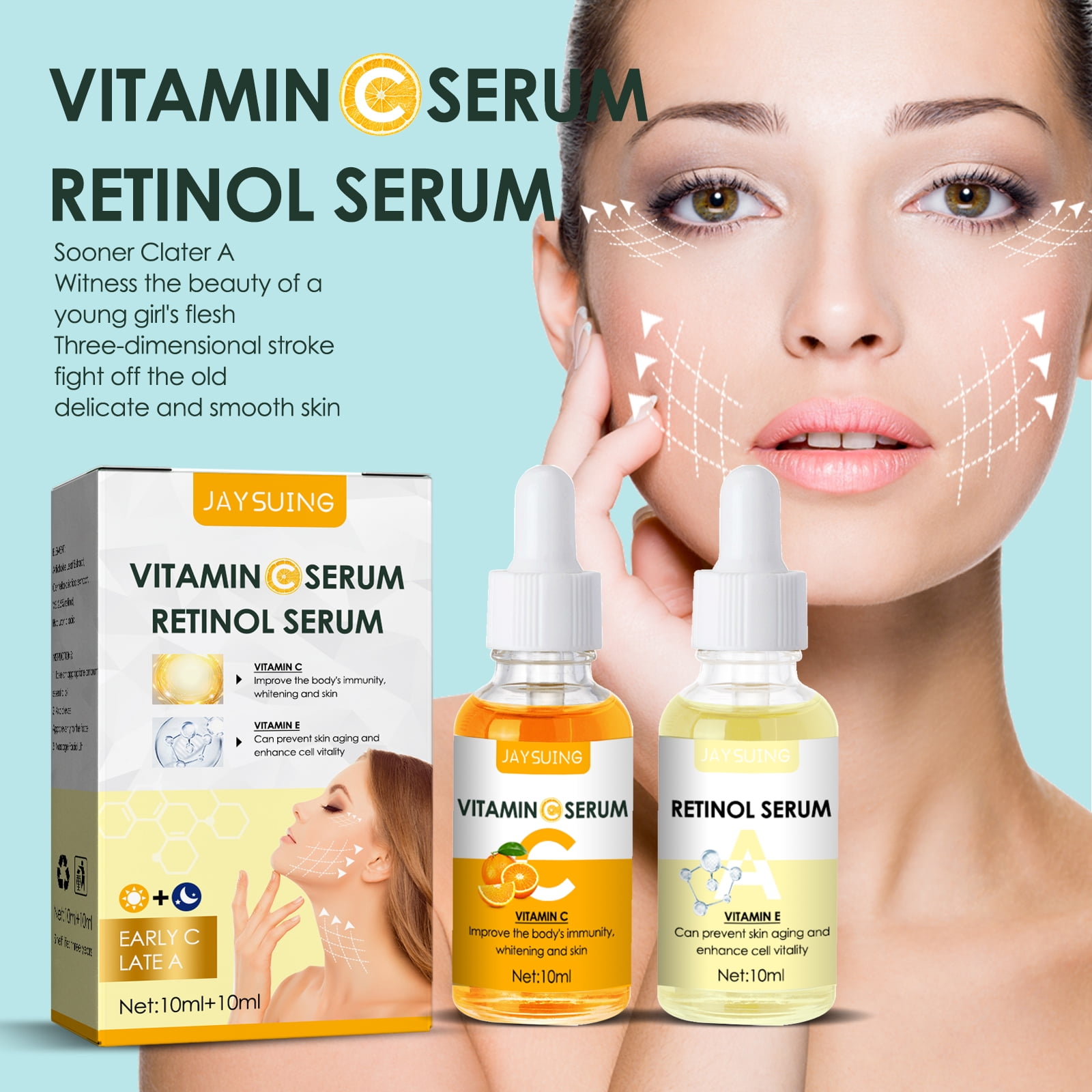 Morning C and Night A essence combination, anti-aging, firming ...