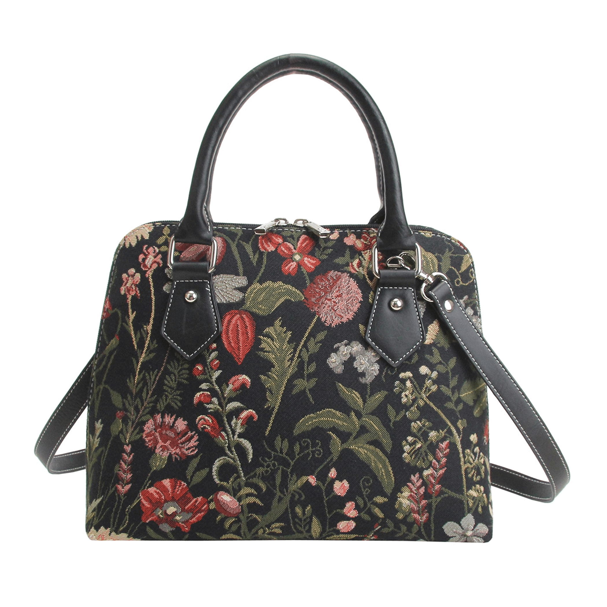 Morning Garden Black Convertible Top Handle Purse Handbag[ ] - Walmart.com