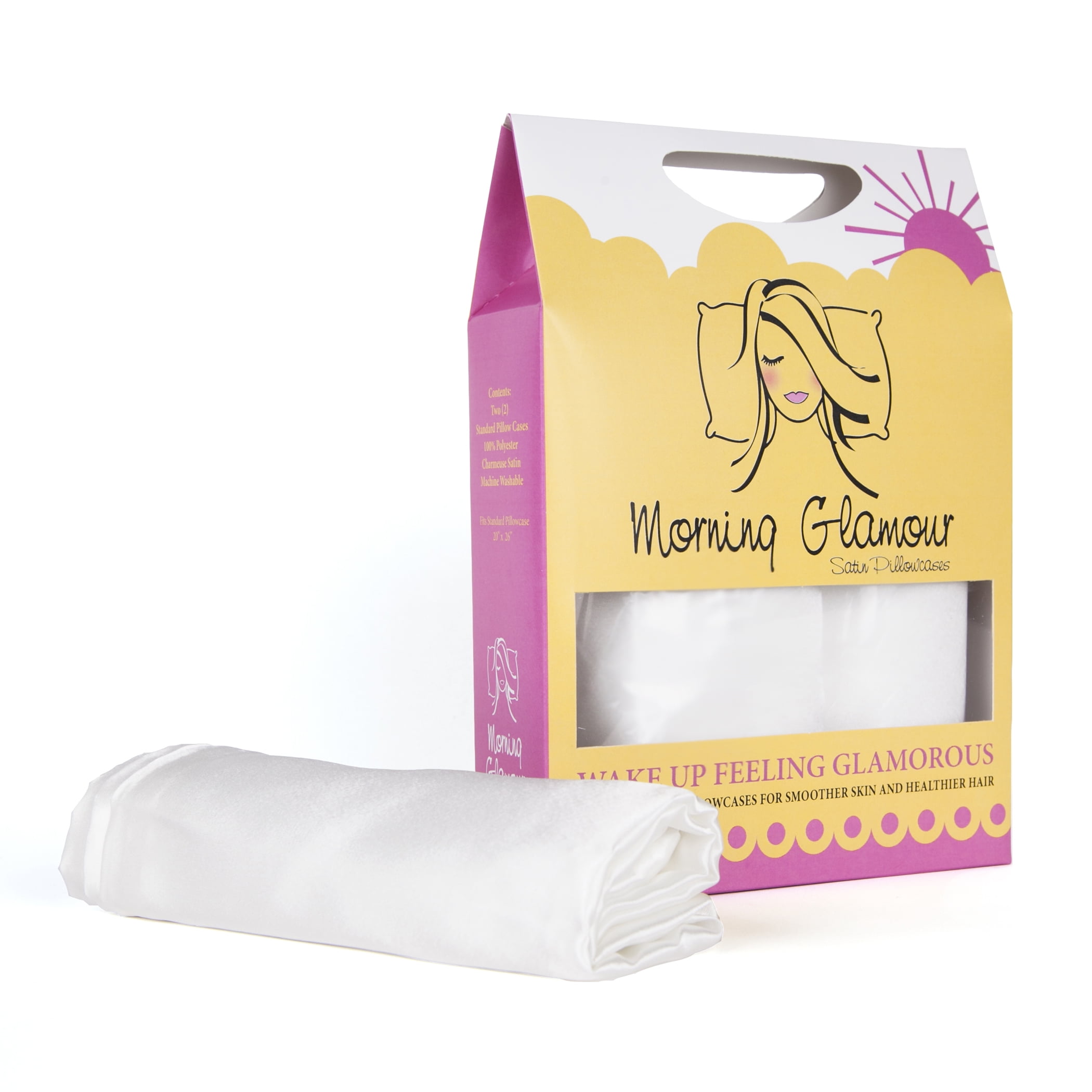 Morning Glamour 600 TC Satin Standard Pillowcases 2 Pack, Ivory ...