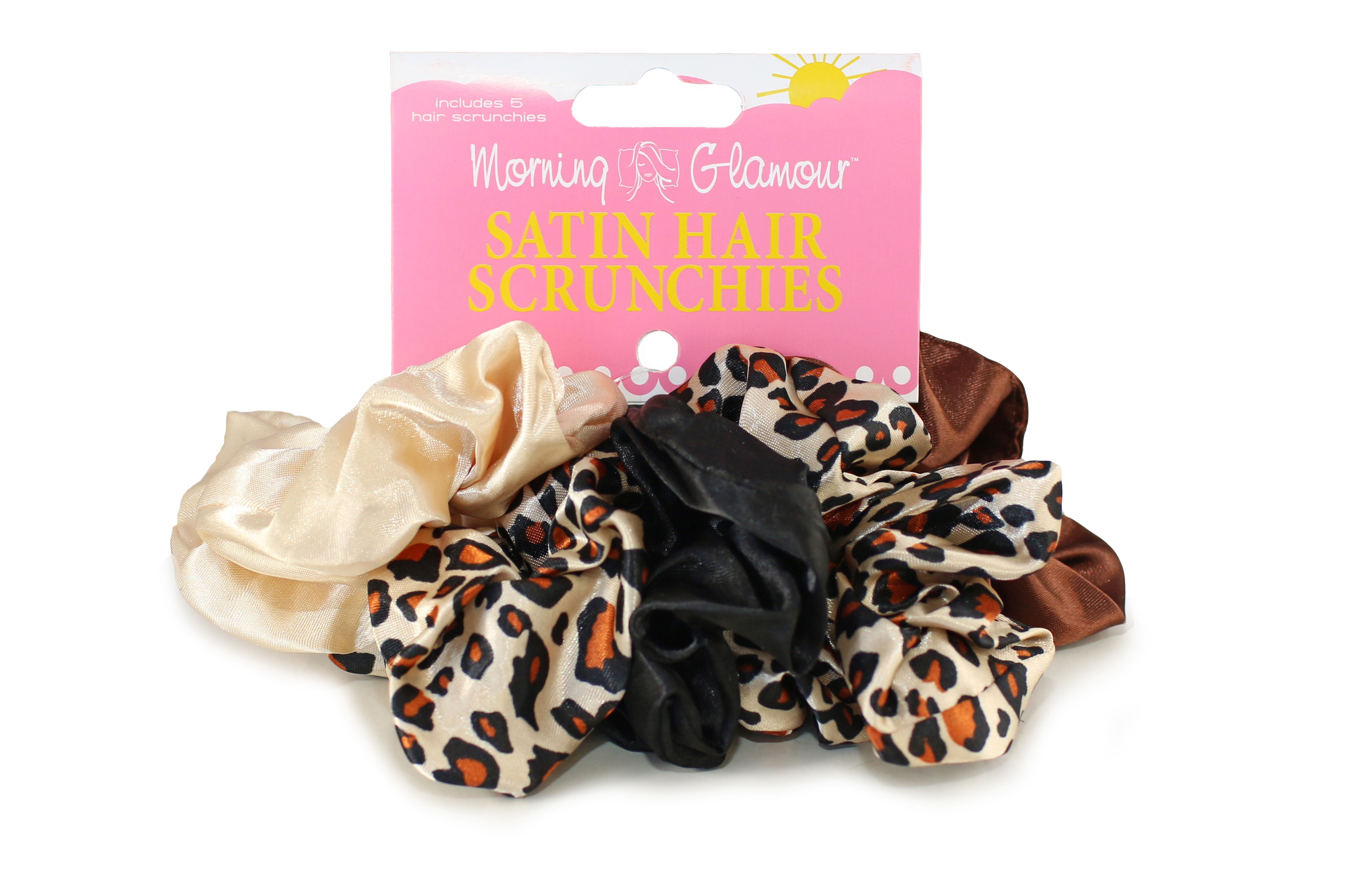 Morning Glamour Satin Hair Scrunchies 5 Pack - Leopard Combo - Walmart.com