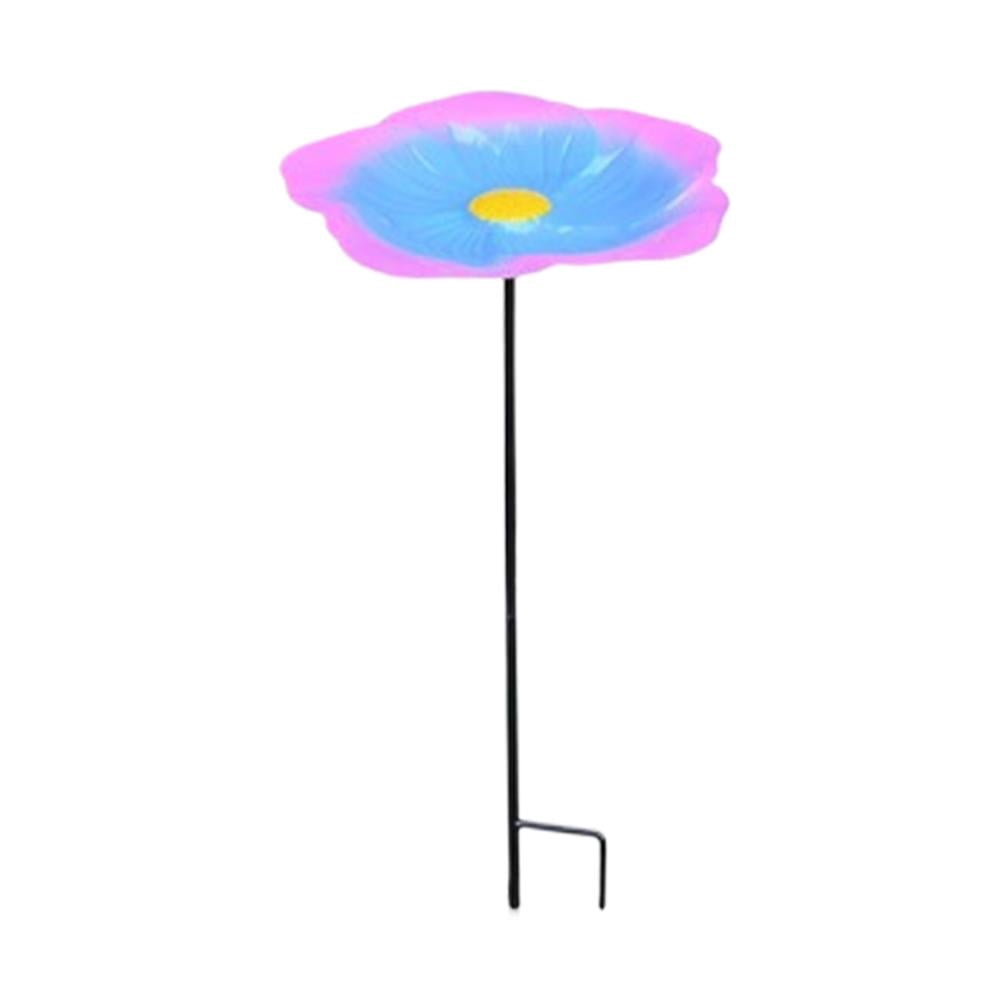 Morning Glory Bird Bath Bowl with Stake Metal * Flower Bird Feeder Tray ...