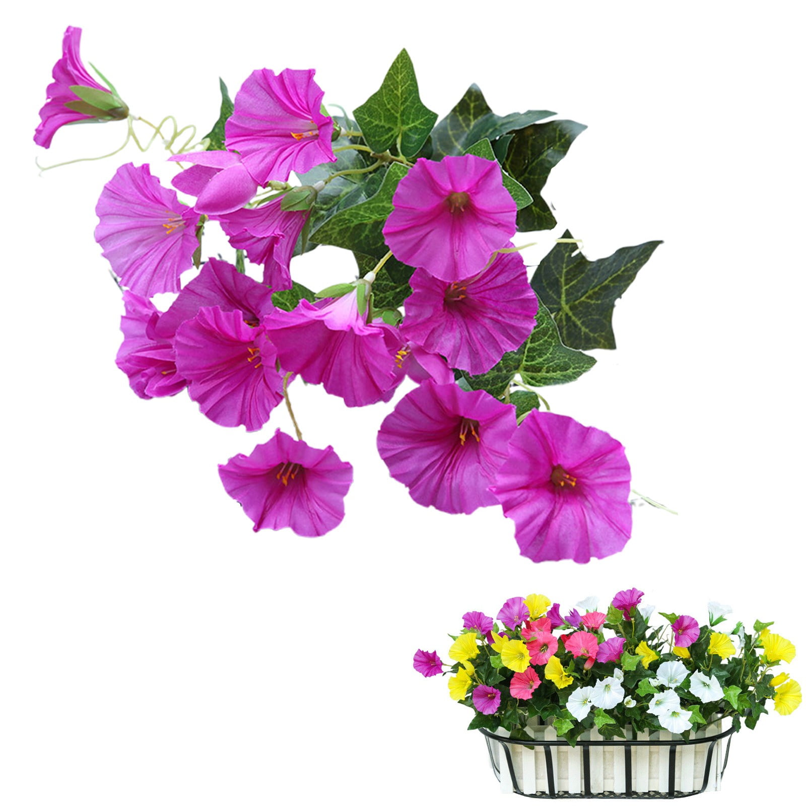 Morning Glory False Flower Vine Purple, Artificial Faux Petunia Flower ...