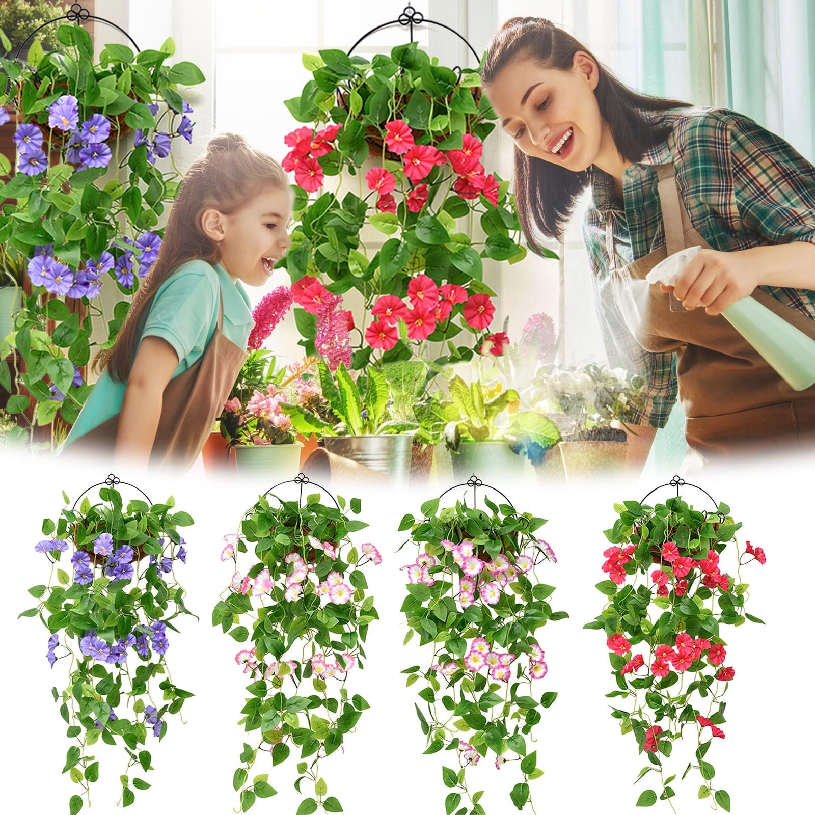 Morning Glory Imitation Flowers - Realistic Silk Plastic Blooms, Uv ...