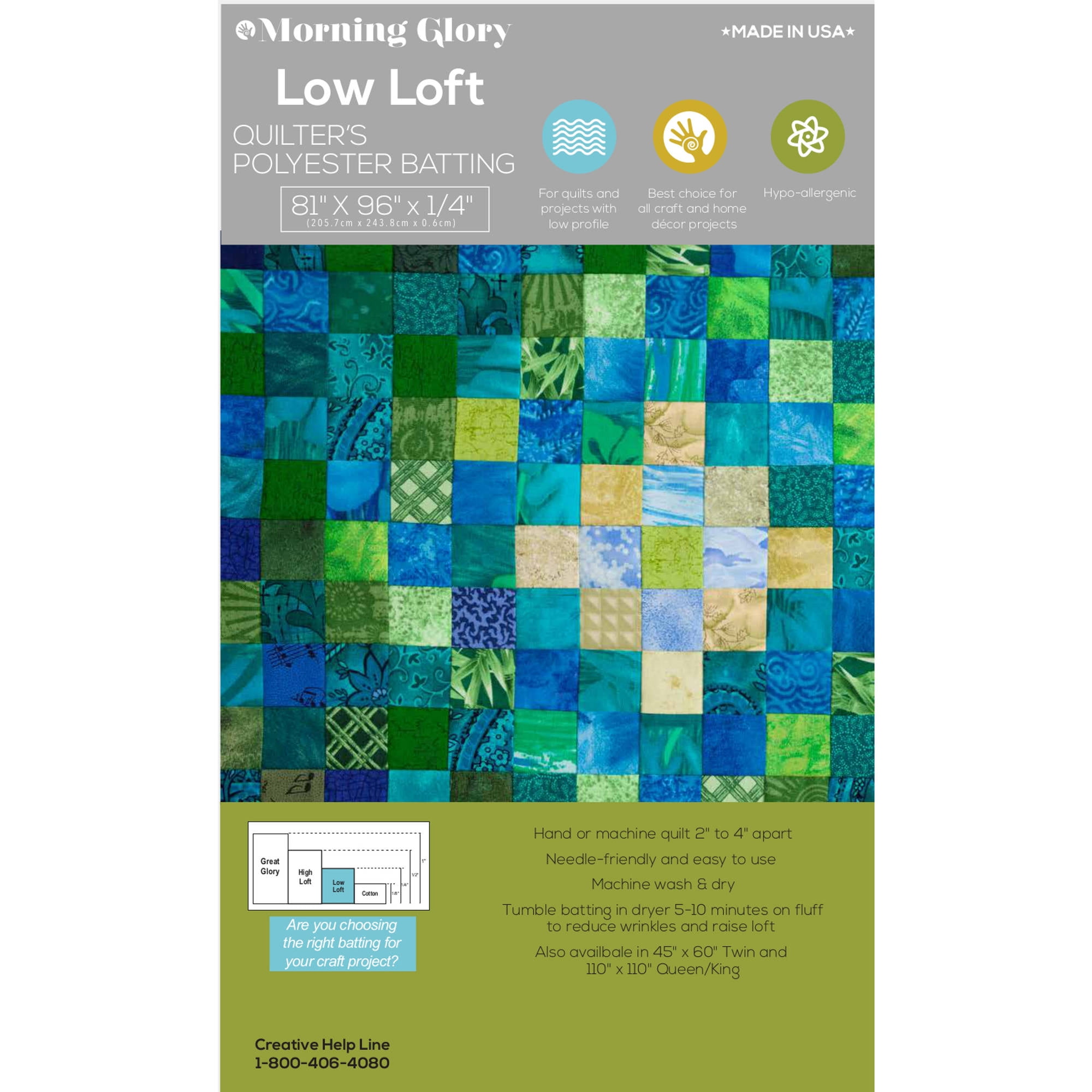Morning Glory Low Loft Batting, 1 Each - Walmart.com