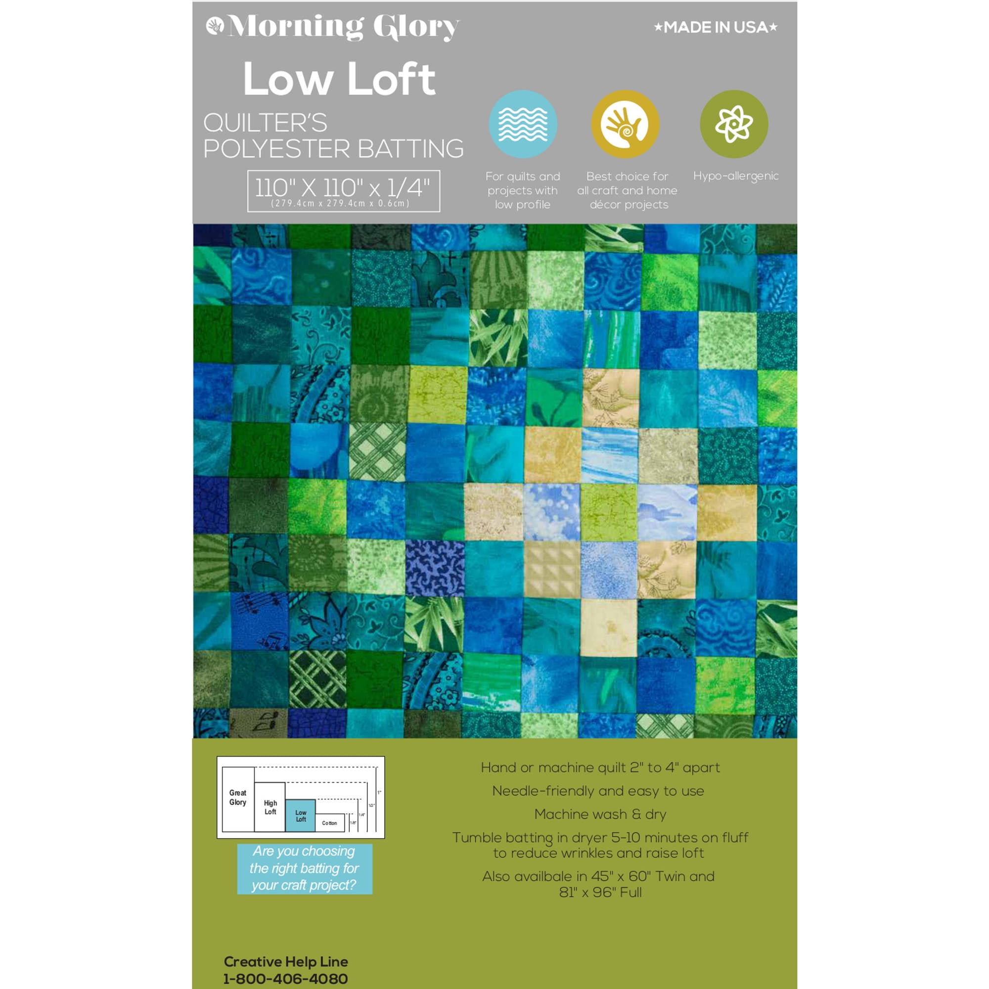 Morning Glory Low Loft Batting, 110" x 110" - Walmart.com