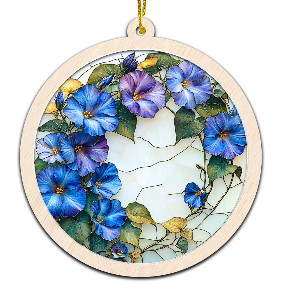 Morning Glory Stained Glass Suncatcher Ornament – Holiday Ornament with ...