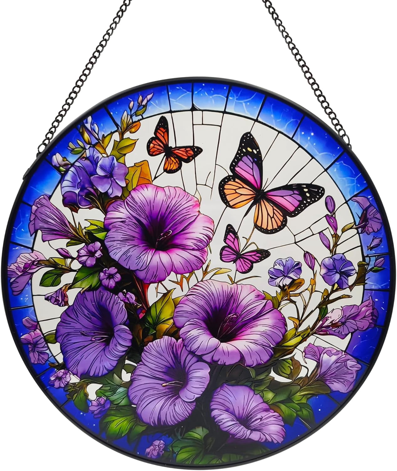 Morning Glory Stained Glass Window Hanging, Bindweed Butterfly ...