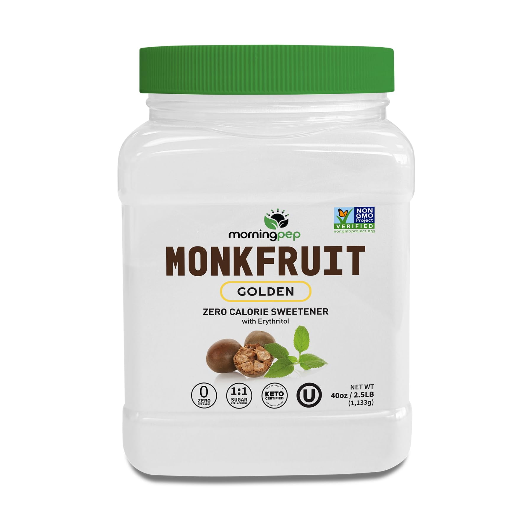 Morning Pep Monk Fruit DEF29 Sweetener, golden Sugar Substitute, 2.5 lb ...