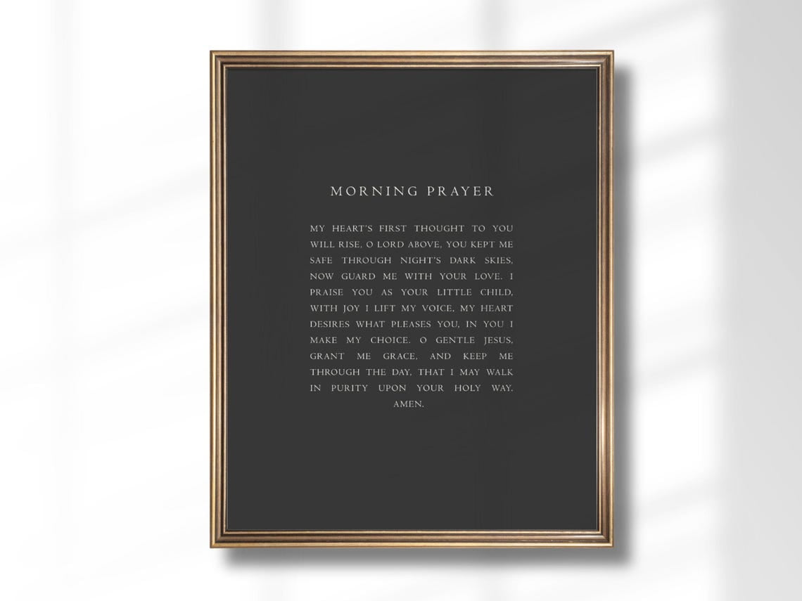 Morning Prayer Poster Christian Typography Wall Art for Reflective and ...