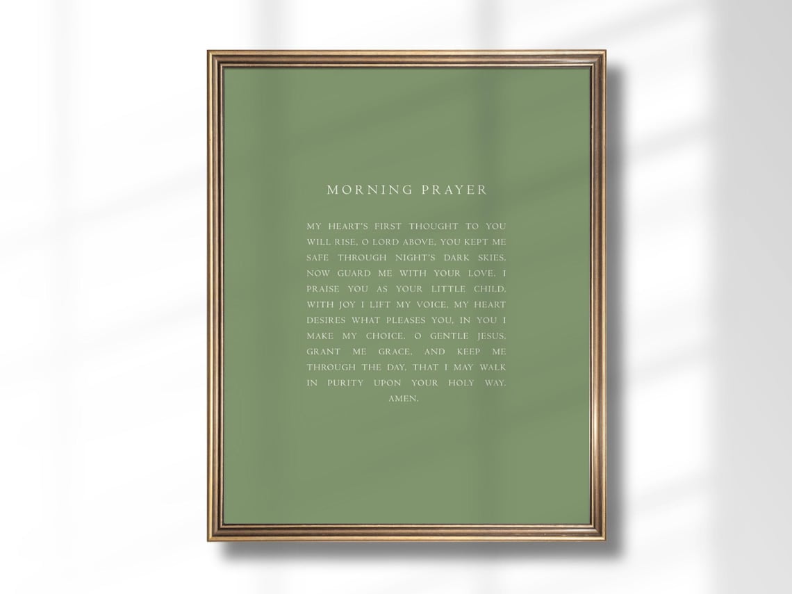 Morning Prayer Poster Olive Green Scripture Wall Art for Calm and ...