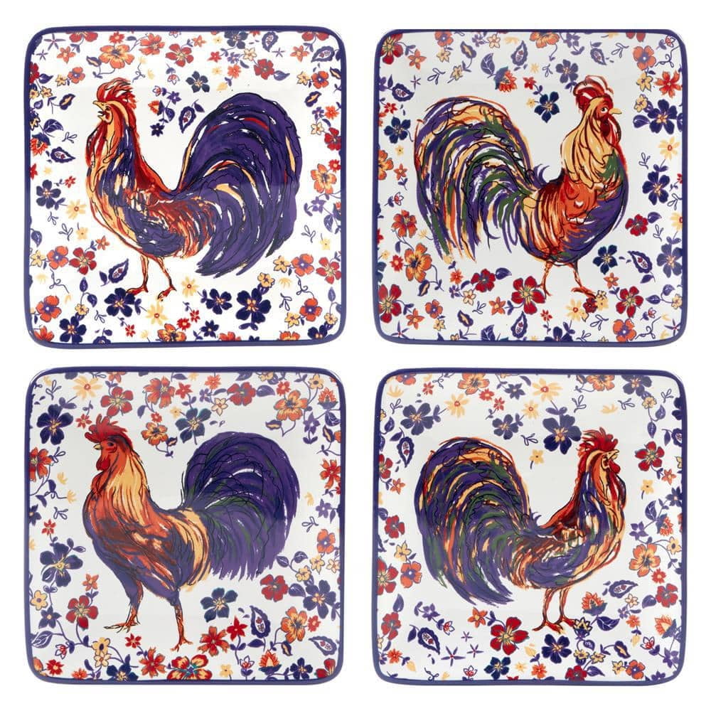 Morning Rooster Multicolor Canape Salad Plates (Set of 4) - Walmart.com
