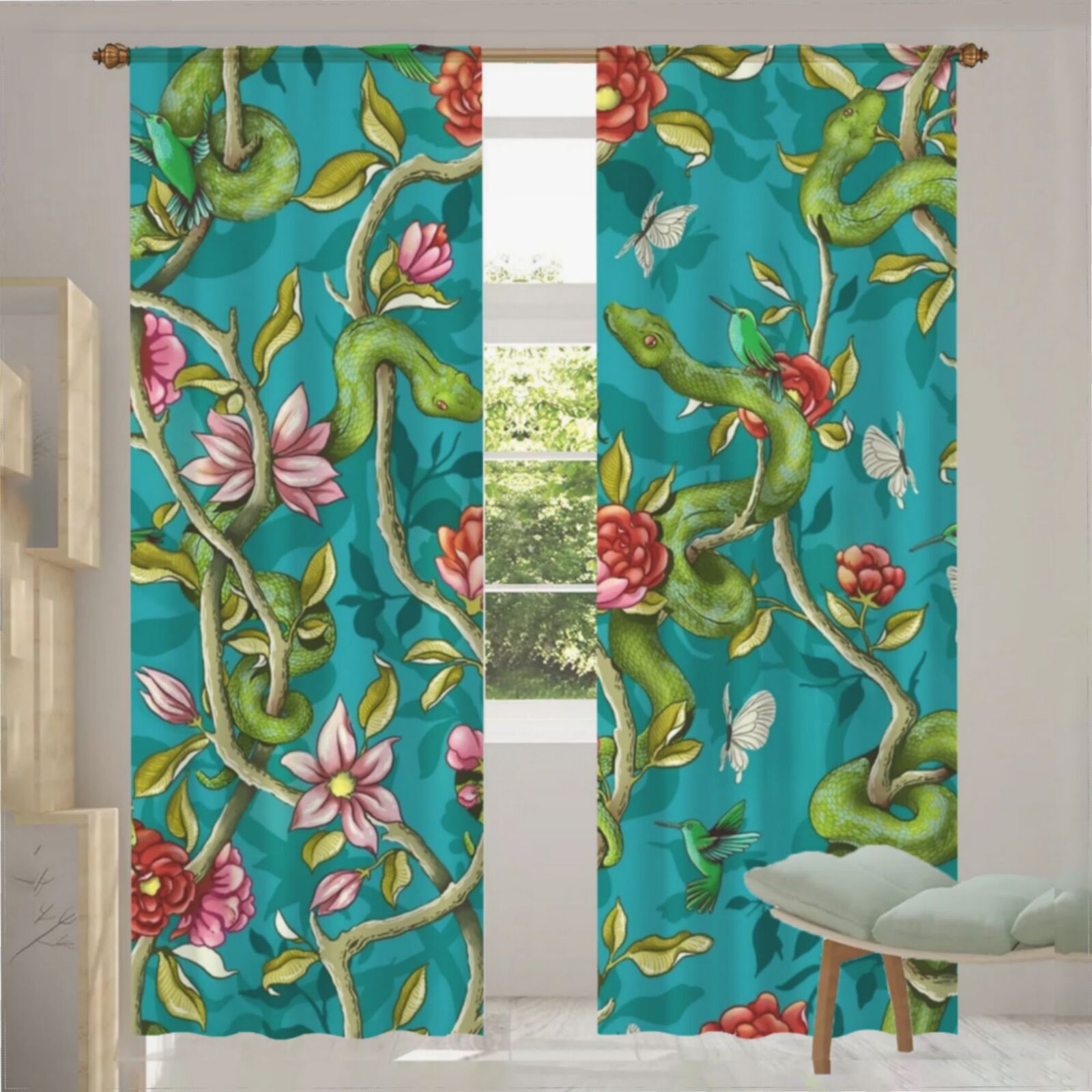 Morning Song - Turquoise Window Tulle Curtains for Living Room Kitchen ...