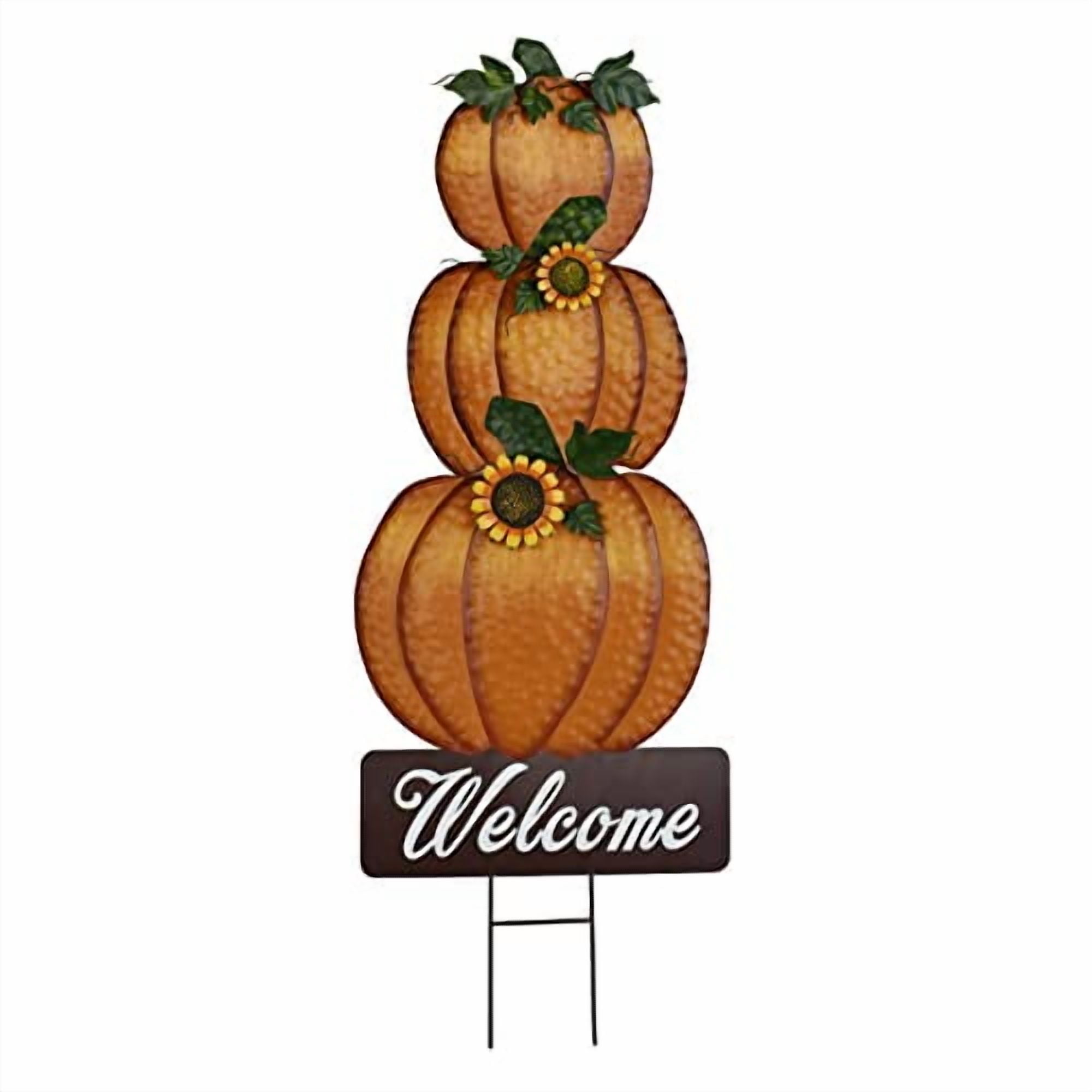 Morning View Fall Yard Decorations Outdoor Metal Pumpkin Garden Stakes ...