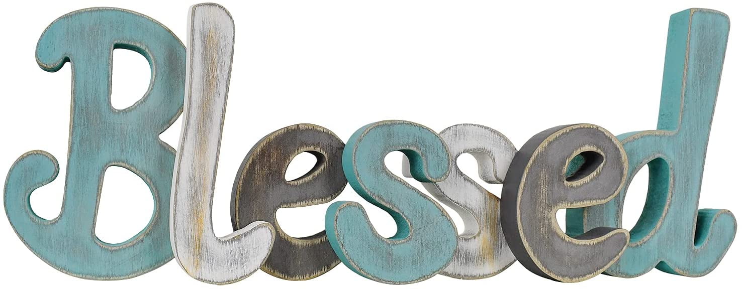 Morning View Wood Blessed Sign Wooden Words Cutout Decor Freestanding ...
